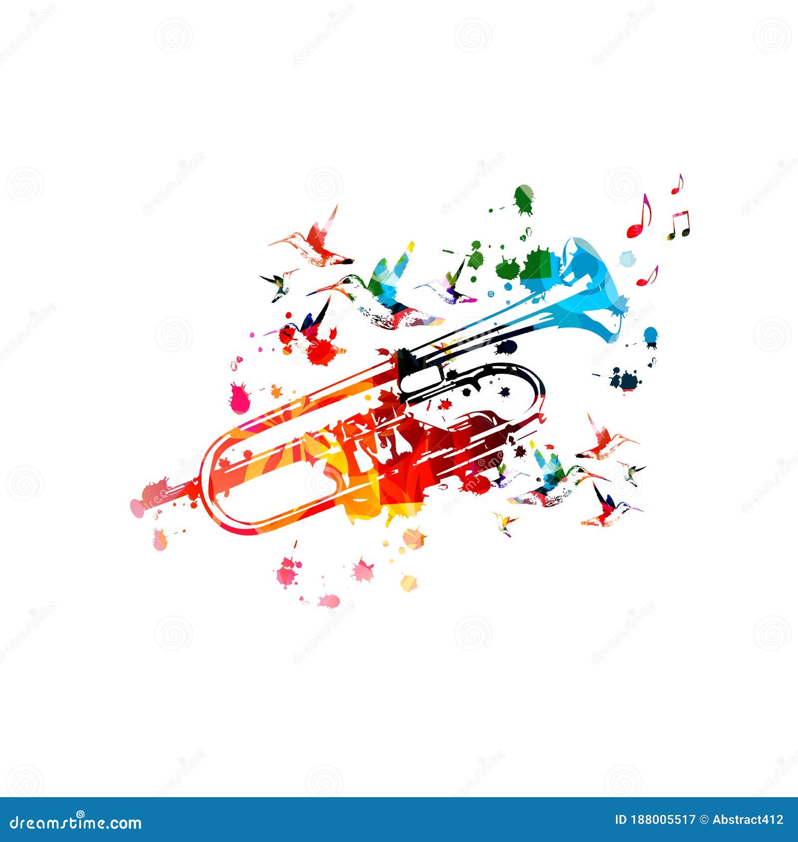 Colorful Trumpet with Music Notes Isolated Vector Illustration Design ...