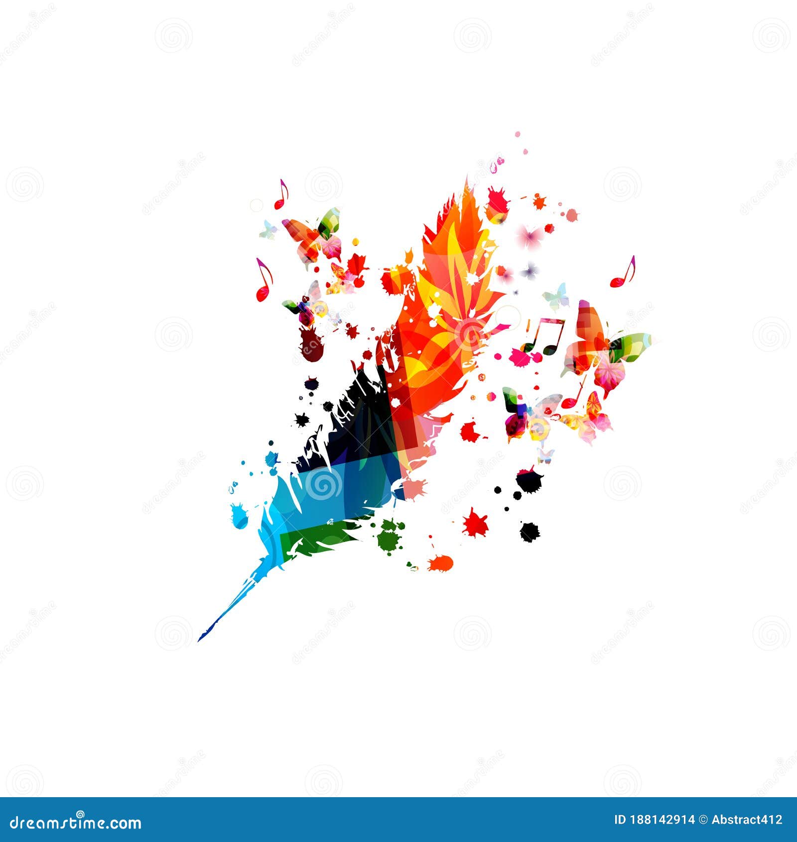 Background Feather Music Notes Stock Illustrations – 110 Background ...