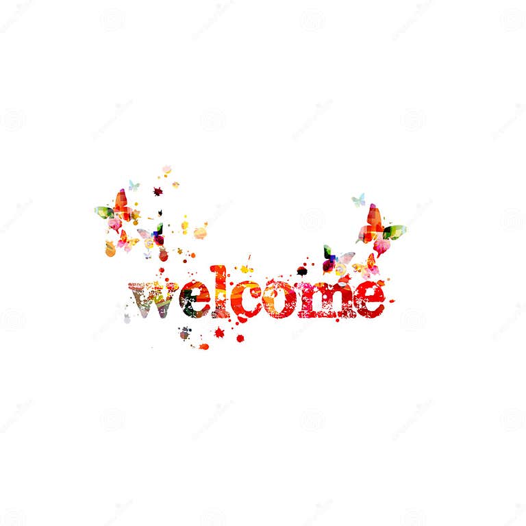 Colorful Welcome Word Lettering Vector Illustration Design. Calligraphy ...