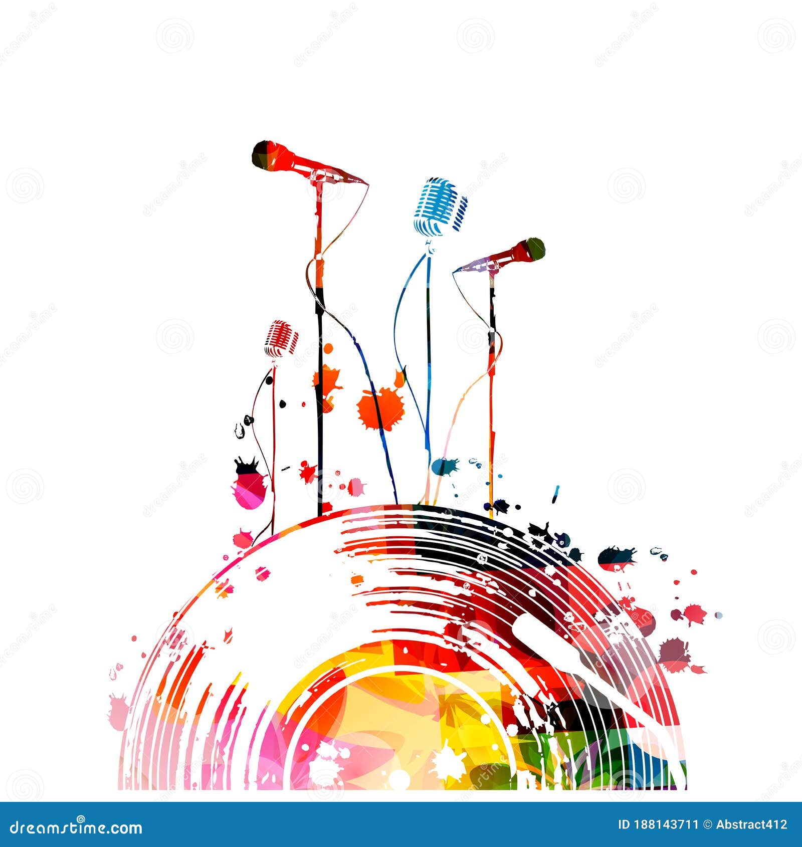 Karaoke Poster Vector. Retro Concert. Karaoke Club Background. Mic ...