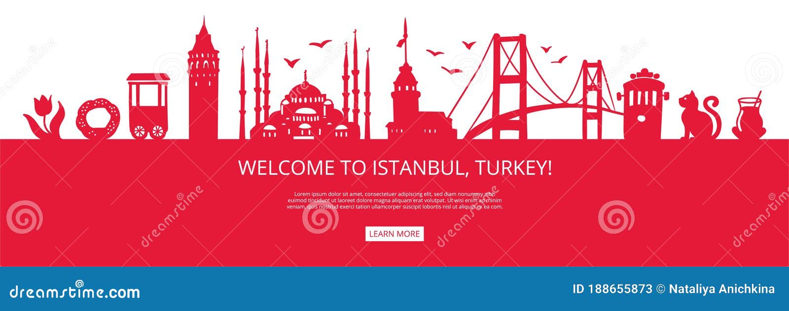 Welcome To Turkey Greeting Cart Template With Turkish Traditional Glass ...
