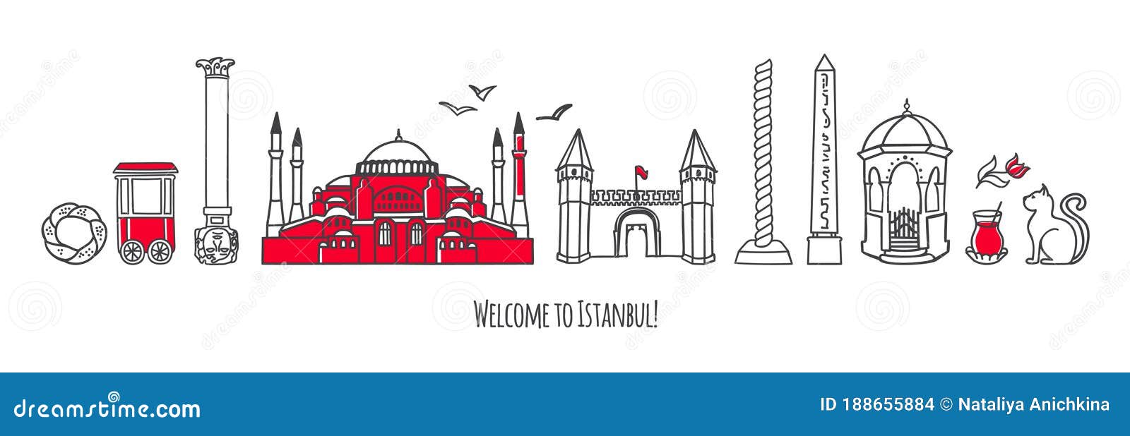 Vector Modern Illustration Istanbul, Turkey. Stock Vector ...