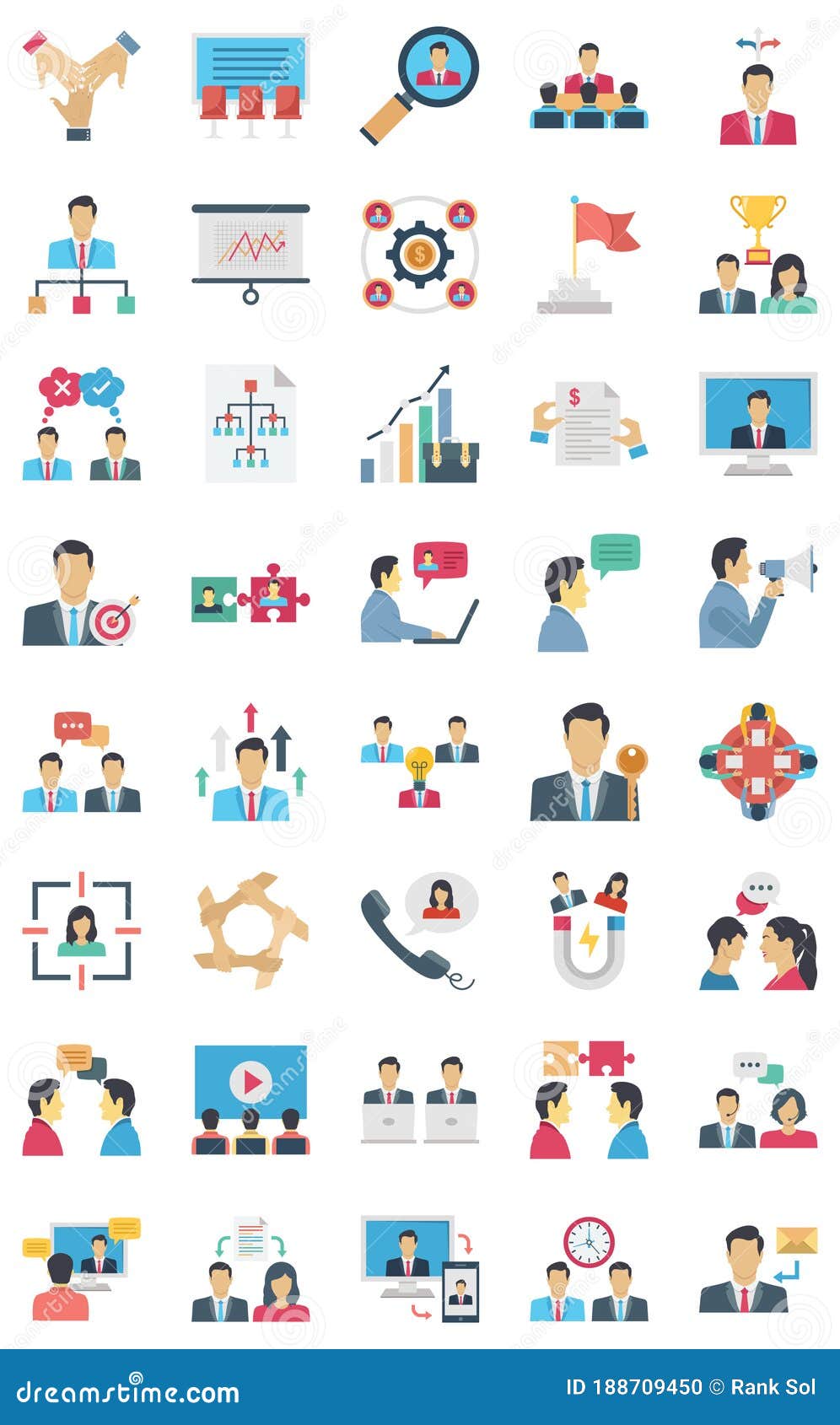 Teamwork Color Vector Icons Set Every Single Icons Can Be Easily ...
