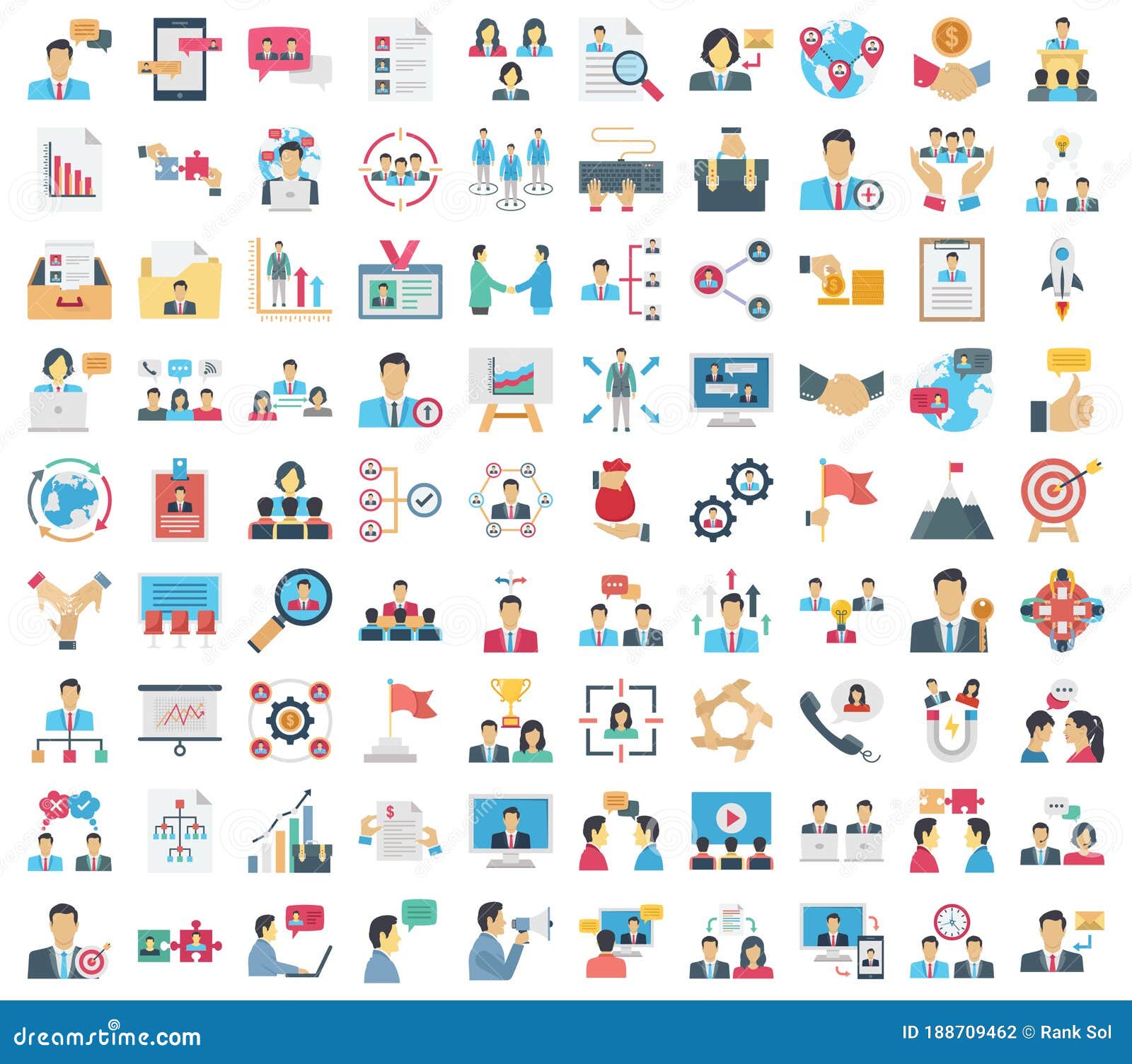 Teamwork Color Vector Icons Set Every Single Icons Can Be Easily ...