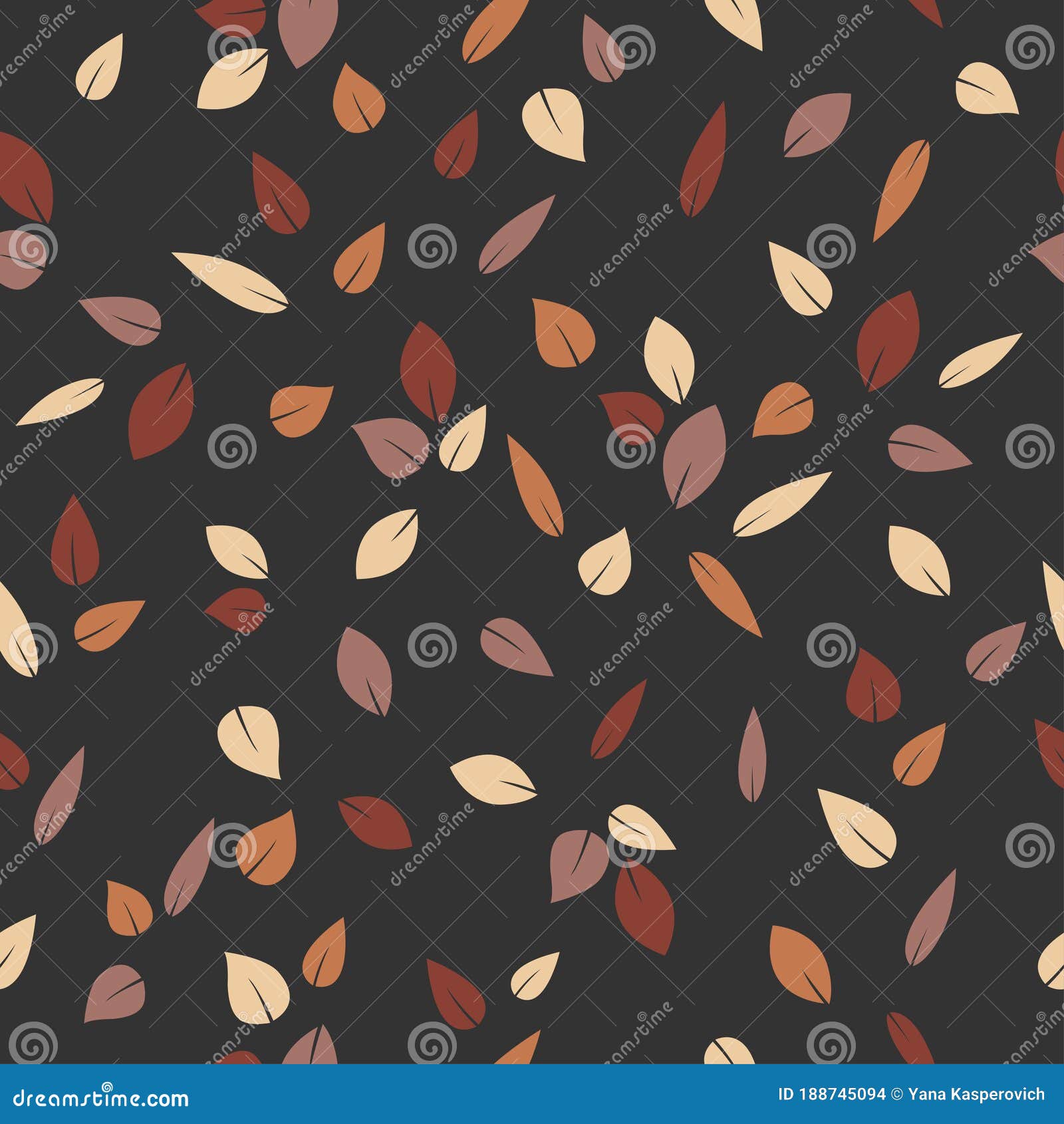 Autumn Leaf on Dark Grey Background. Seamless Decorative Autumn Pattern ...