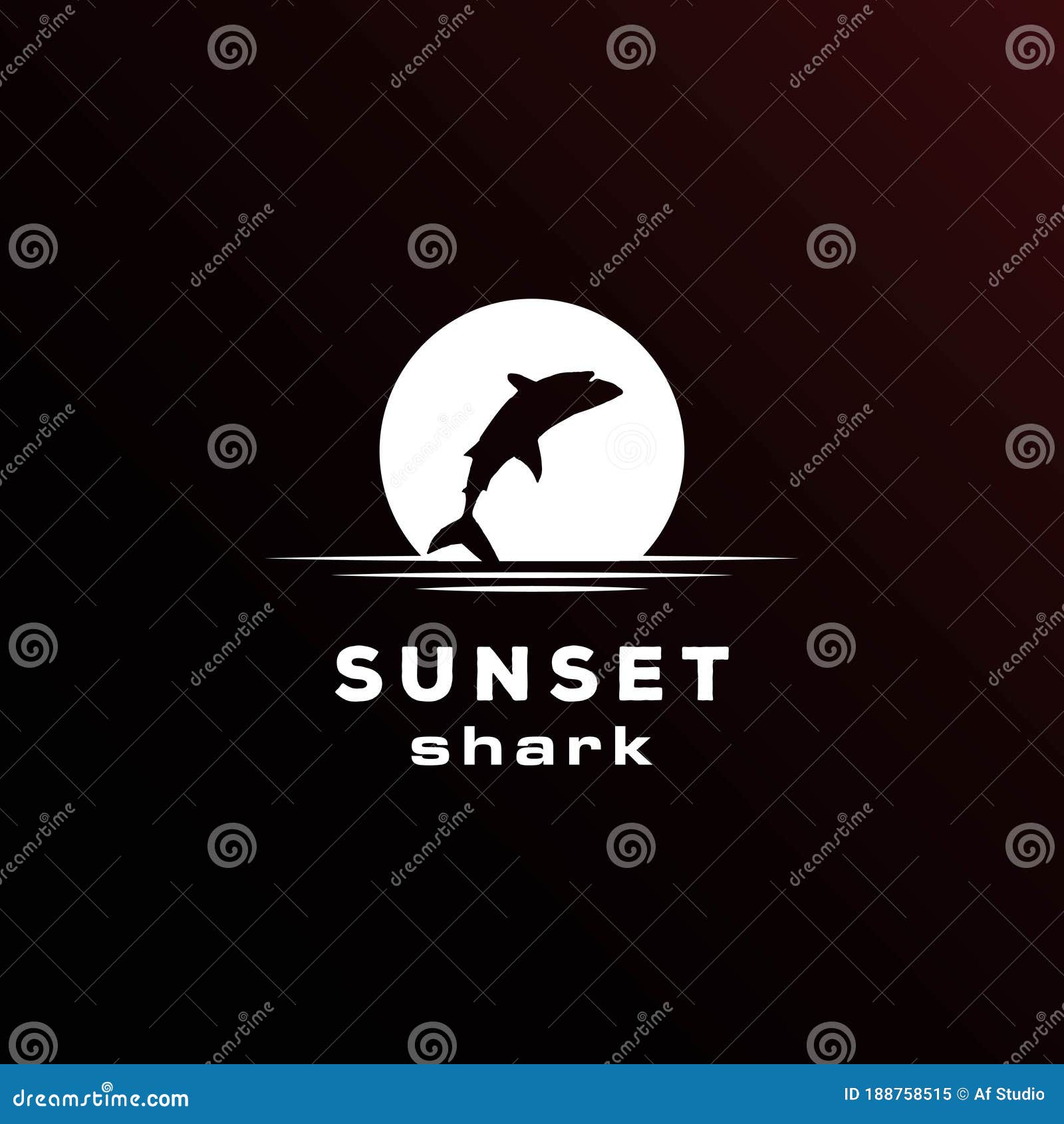 Sunset Sunrise Moon Night Jumping Fish Wild Shark Logo Design Vector ...