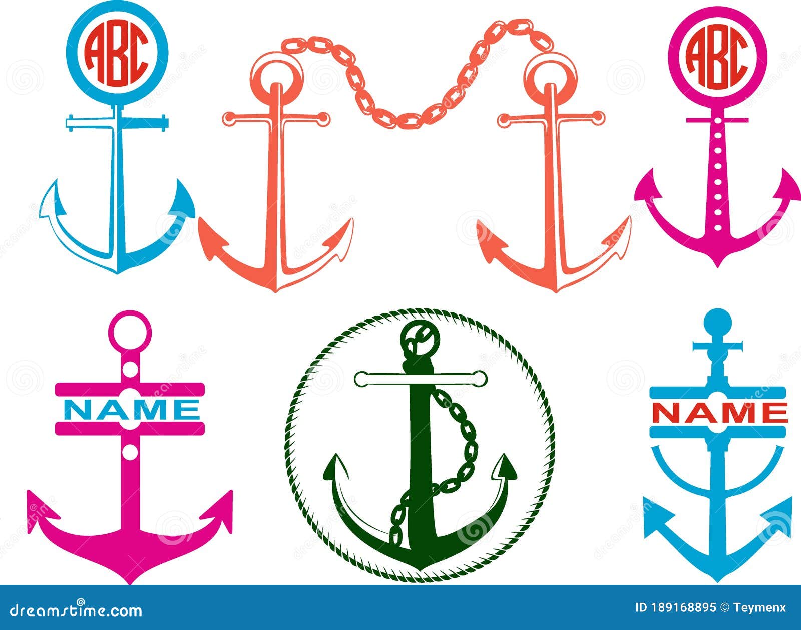 Set of Anchors. Vector Monogram Set. VECTOR Stock Vector - Illustration ...