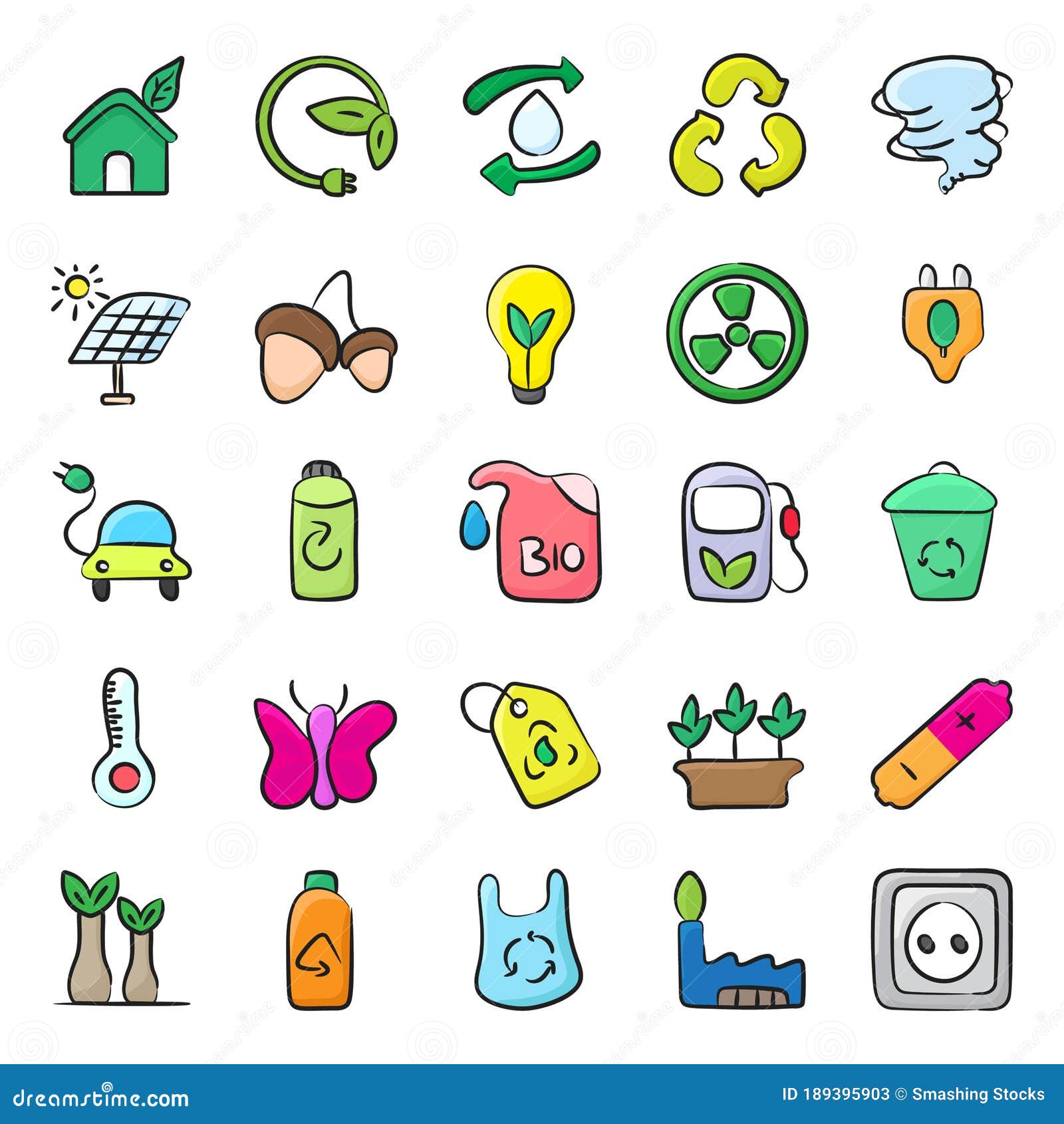 Bioenergy Farming Biomass Energy Icon Doodle Illustration Cartoon ...