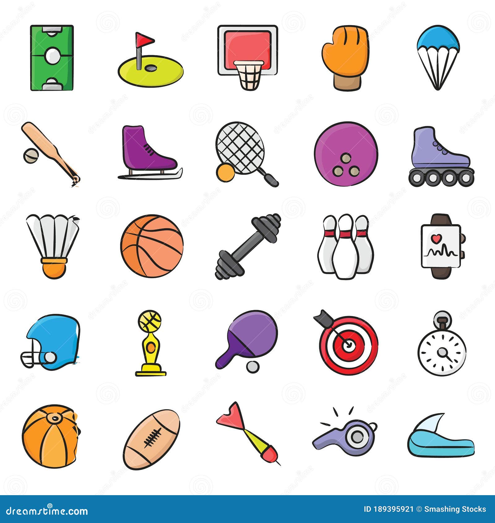 Olympic Sports Doodle Icons Pack Stock Vector - Illustration of games ...