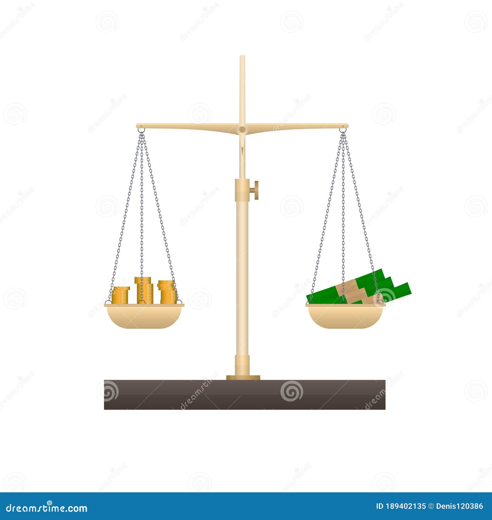 Money on the Scales. Finance, Vector Illustration Stock Vector ...