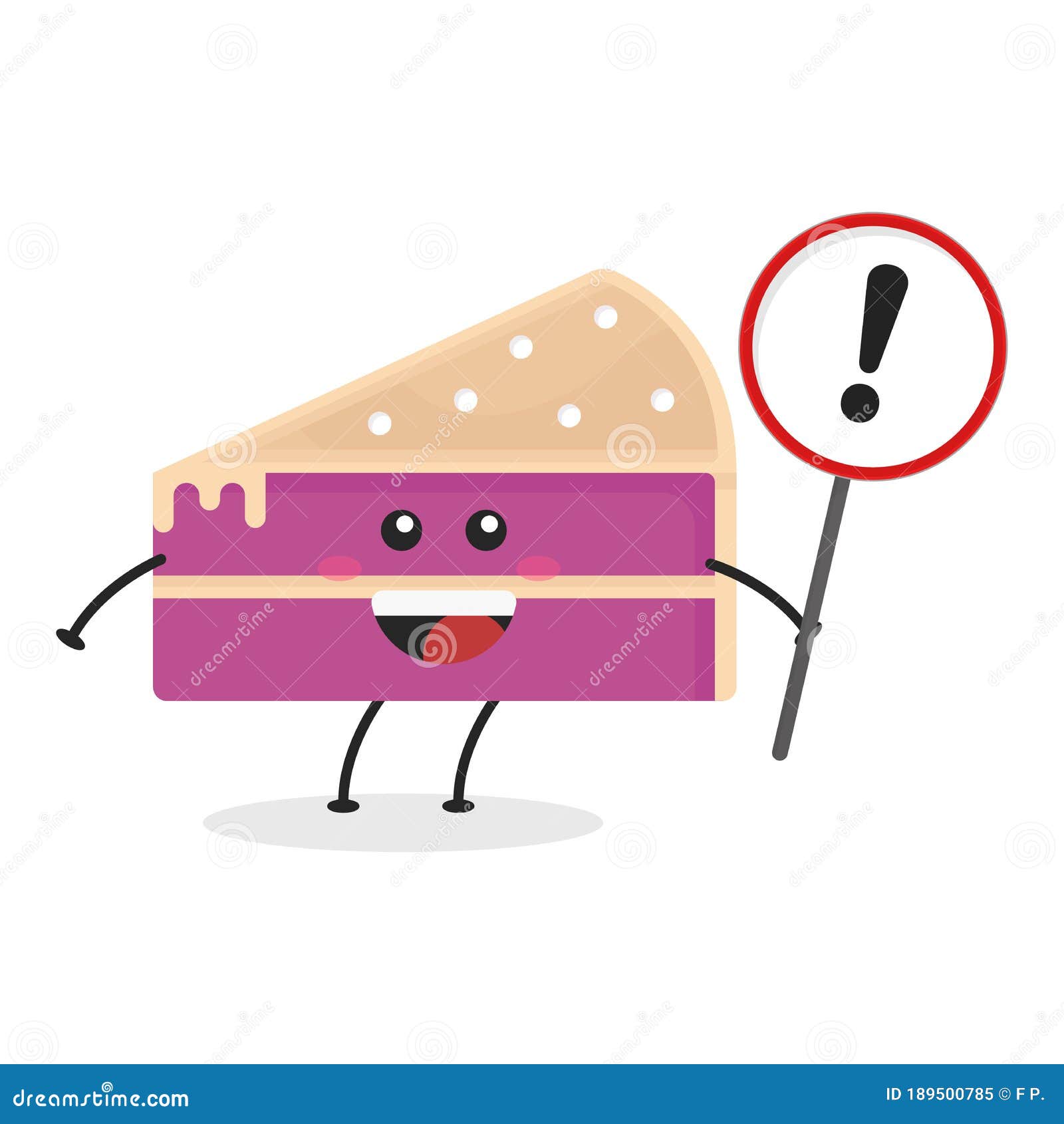 Cute Flat Cartoon Sliced Cake Holding a Sign Illustration. Vector ...