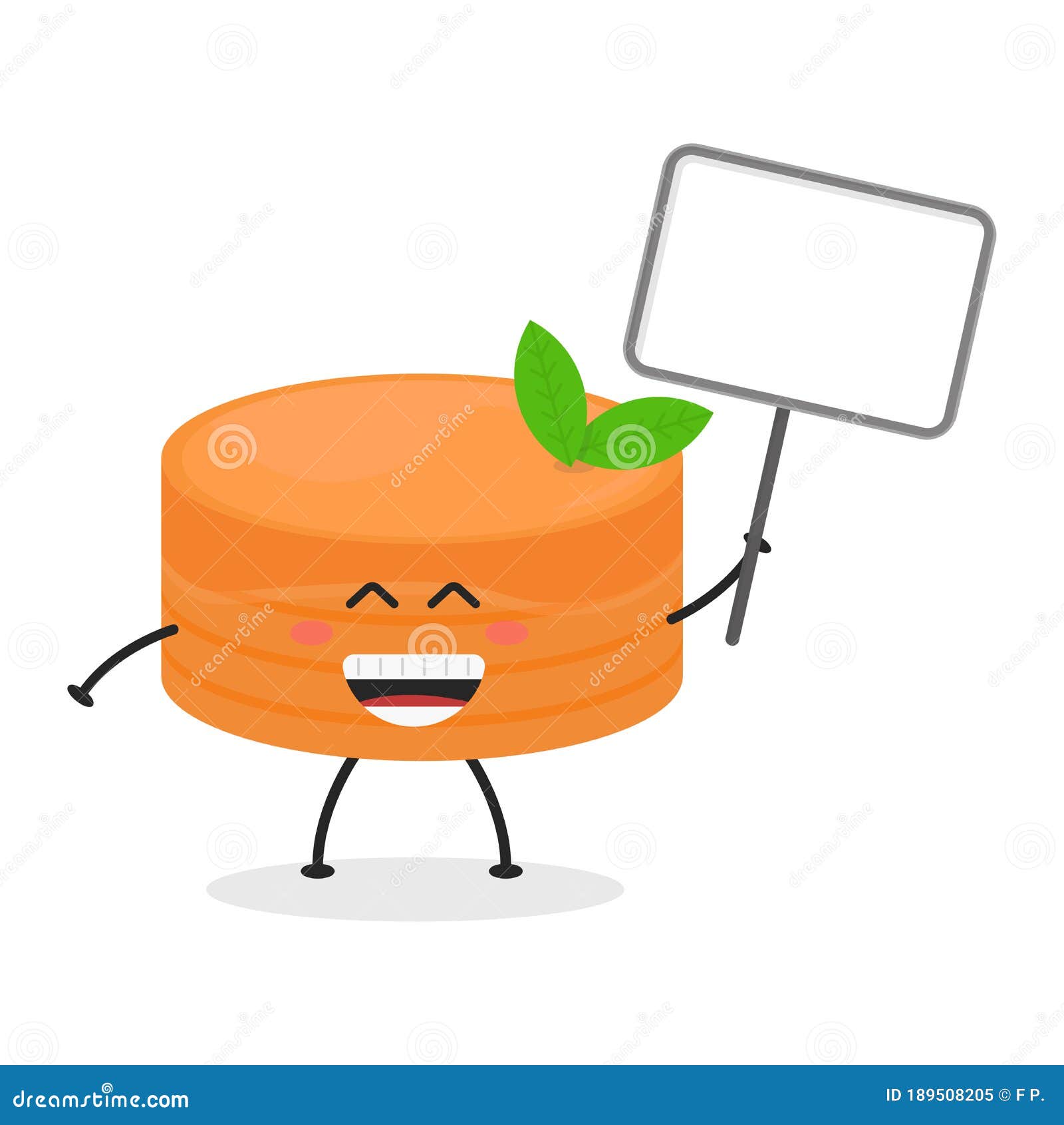 Cute Flat Cartoon Birthday Cake Holding a Sign Illustration. Vector ...