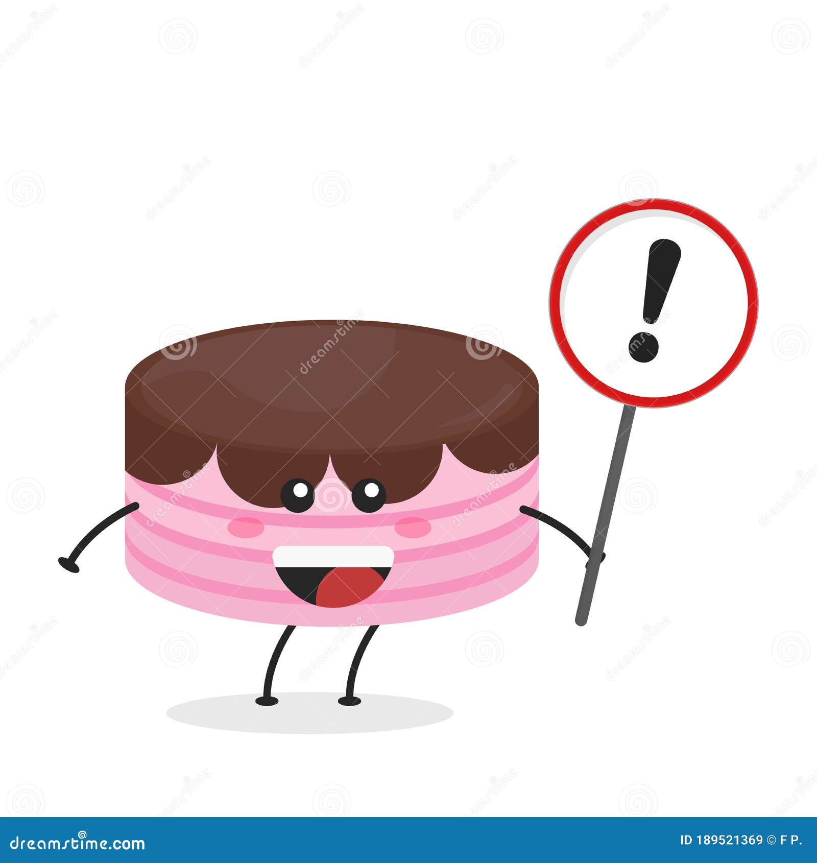 Cute Flat Cartoon Birthday Cake Holding a Sign Illustration. Vector ...