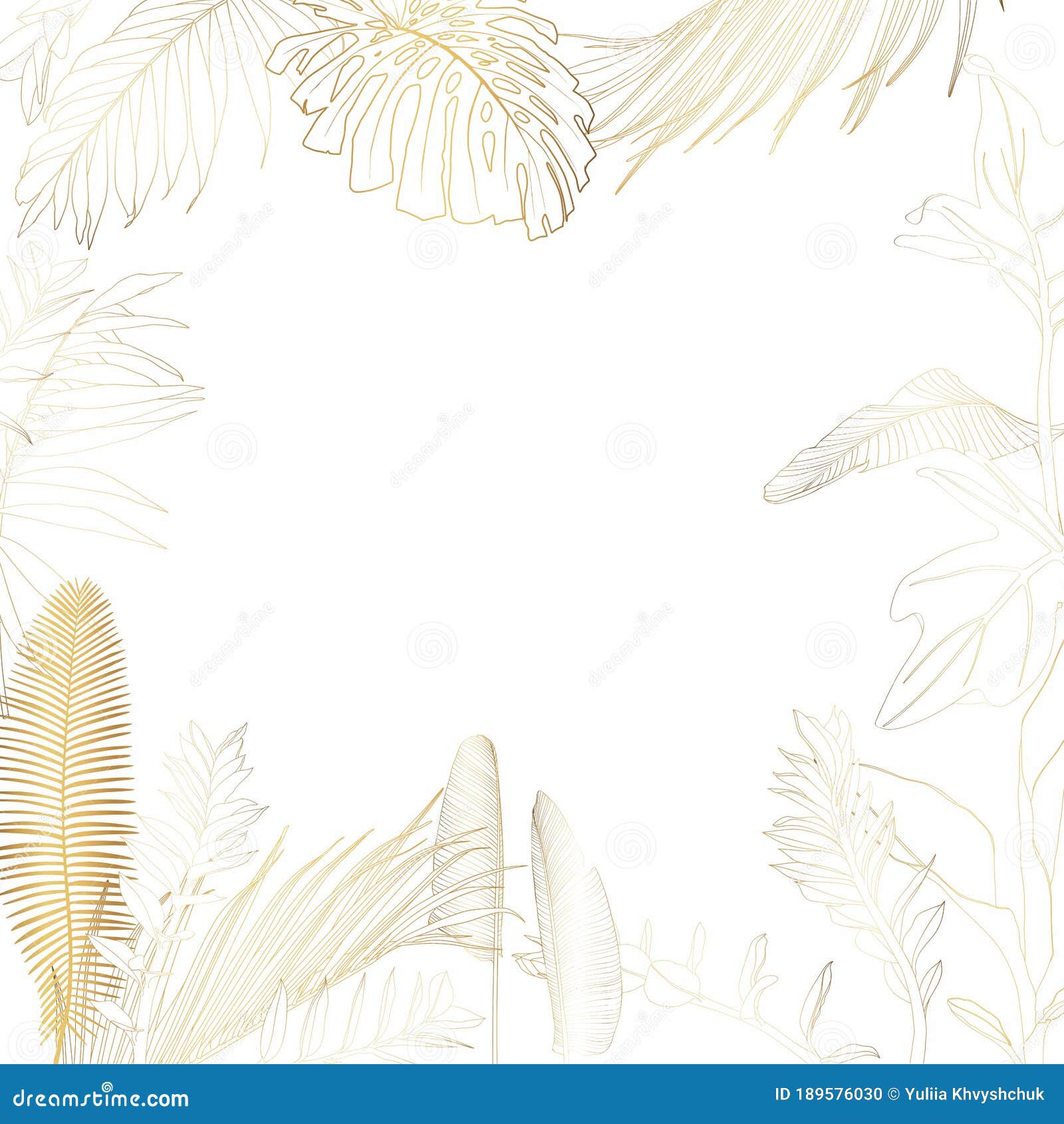 Tropical Golden Triangular Emblem With Palm Leaves. Exotic Logo With ...