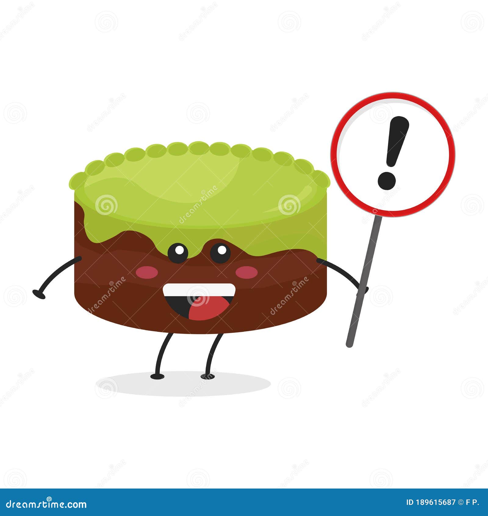 Cute Flat Cartoon Birthday Cake Holding a Sign Illustration. Vector ...