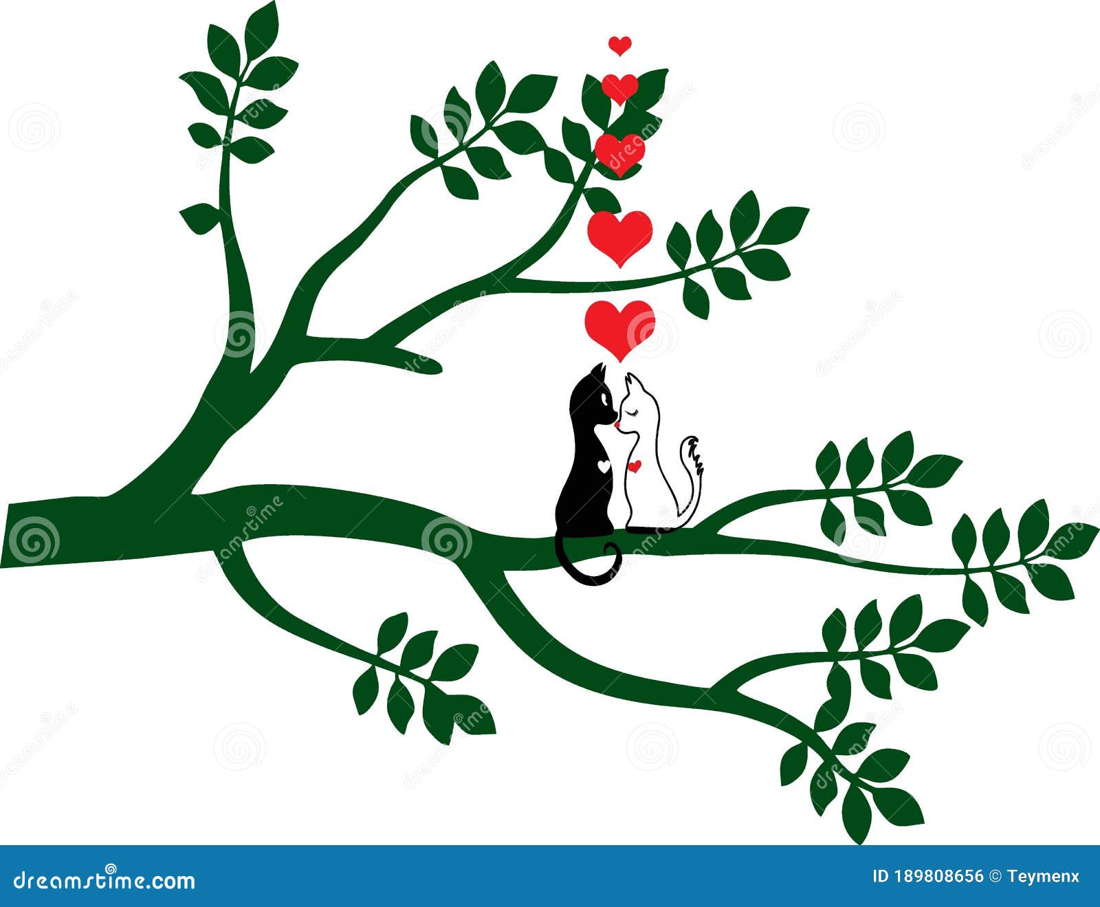 Two Cats In Love Making Heart With Their Tails, Funny Illustration ...