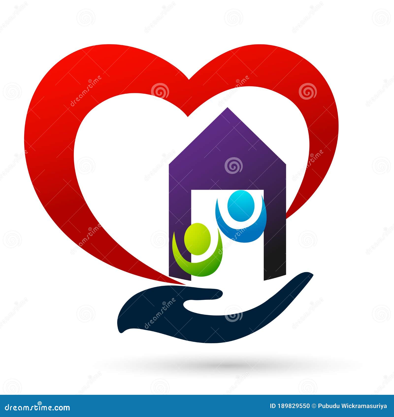 Family Union In A Heart Shape Logo Vector Illustration | CartoonDealer ...