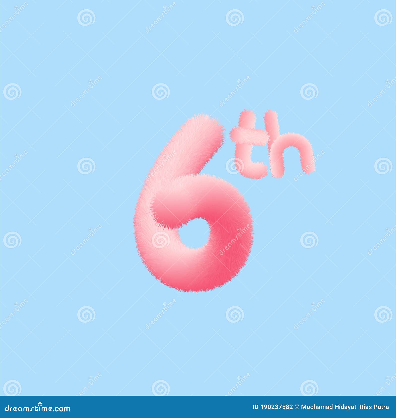 3D Fur Effect Number 6th Realisti Vector Illustration for Your Sixth ...