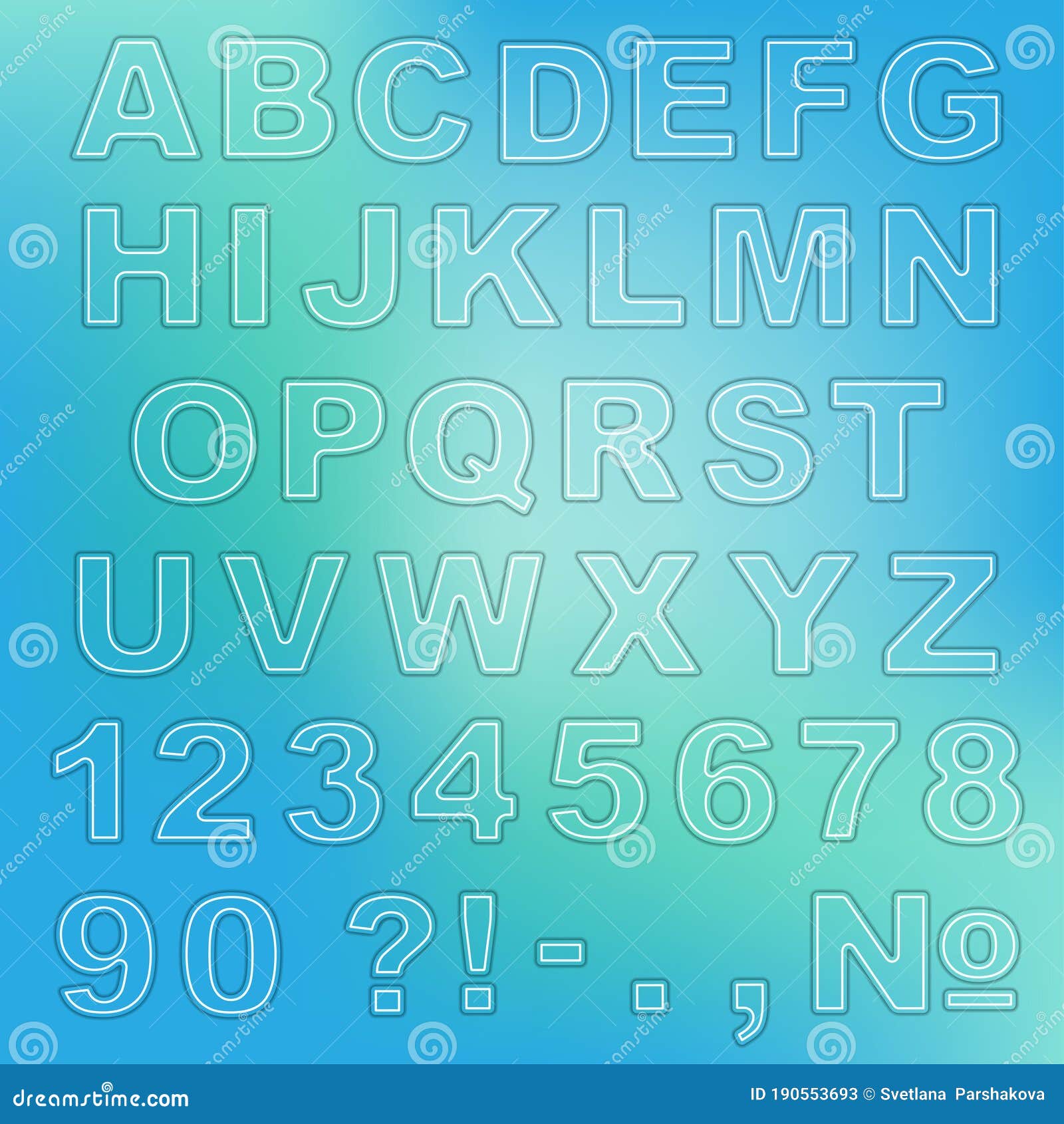 Alphabet, Numbers, and Punctuation Marks. Stock Vector - Illustration ...