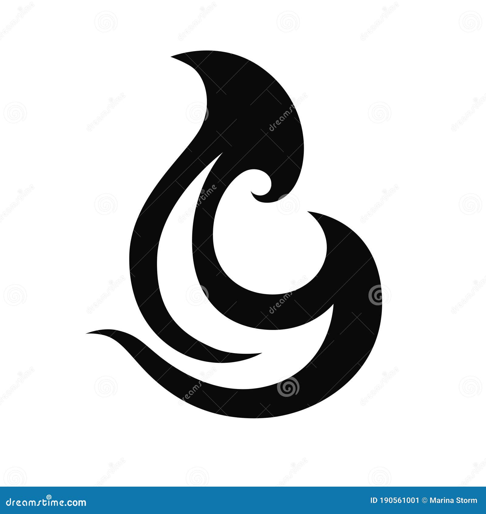 Maori Tattoo Style Fish Hook. Bone Matau. Hei Matau Stock Vector ...