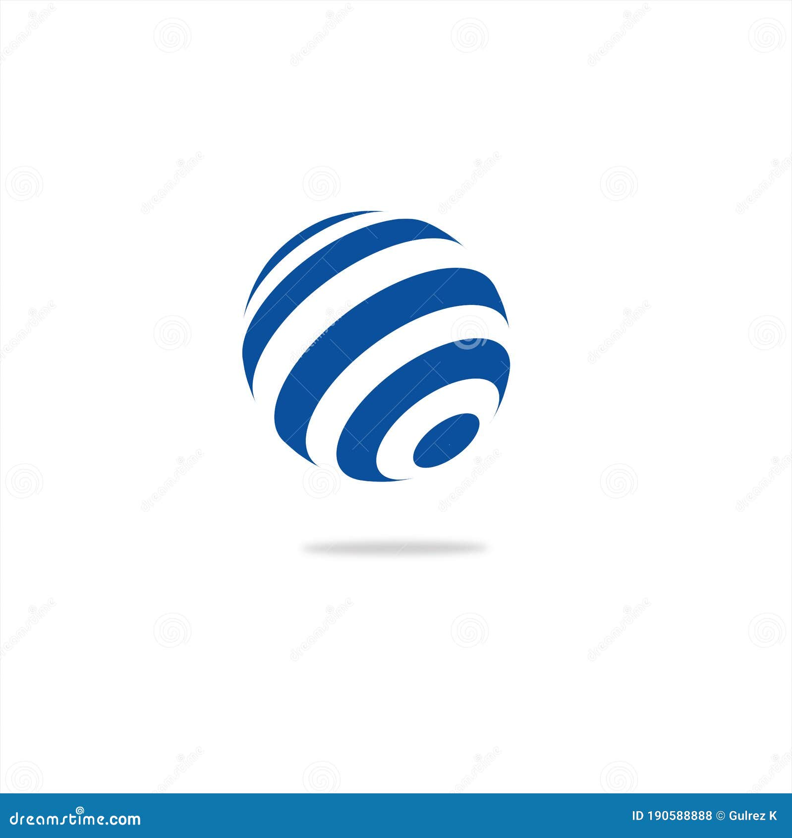 3D Blue Striped Sphere Logo Symbol, Represents World. Stock Vector ...