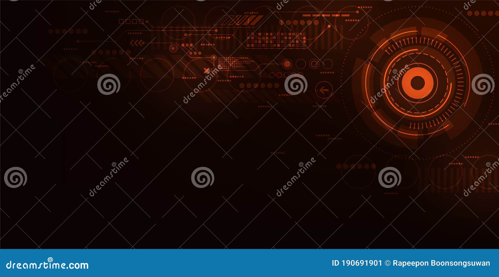 Digital Operation Interface on a Dark Orange Background. Stock Vector ...