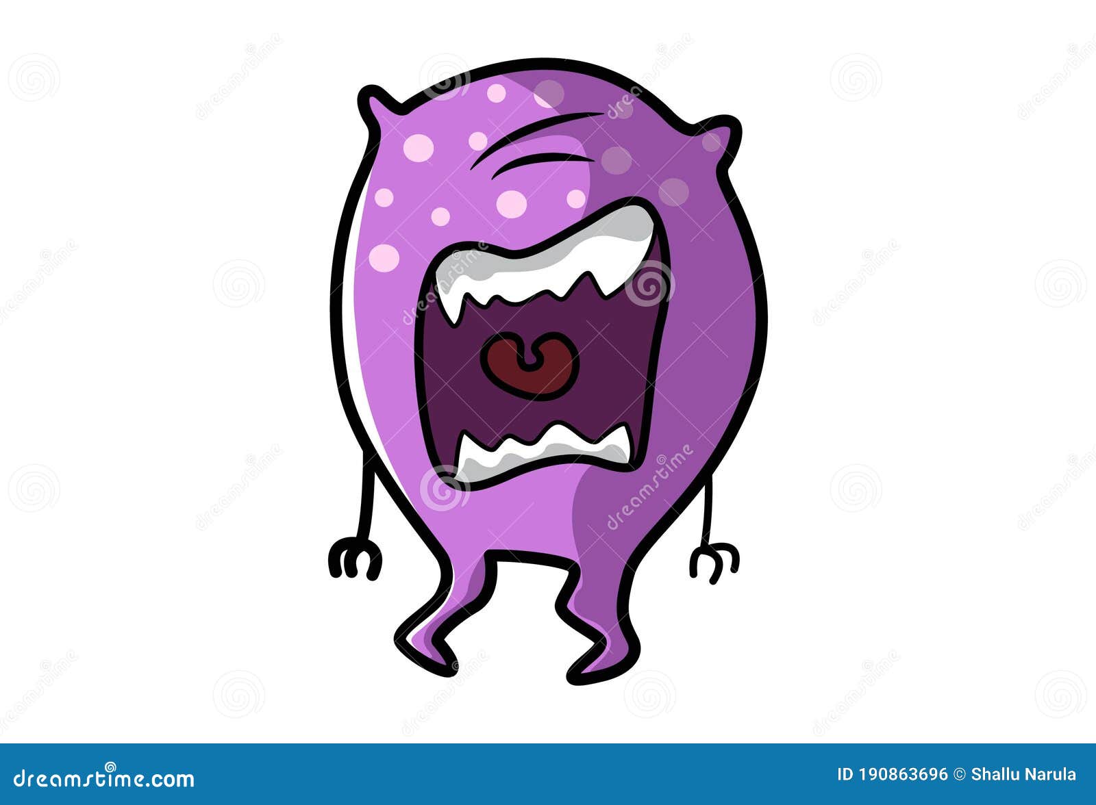 Vector Cartoon Illustration of Purple Monster Stock Vector ...