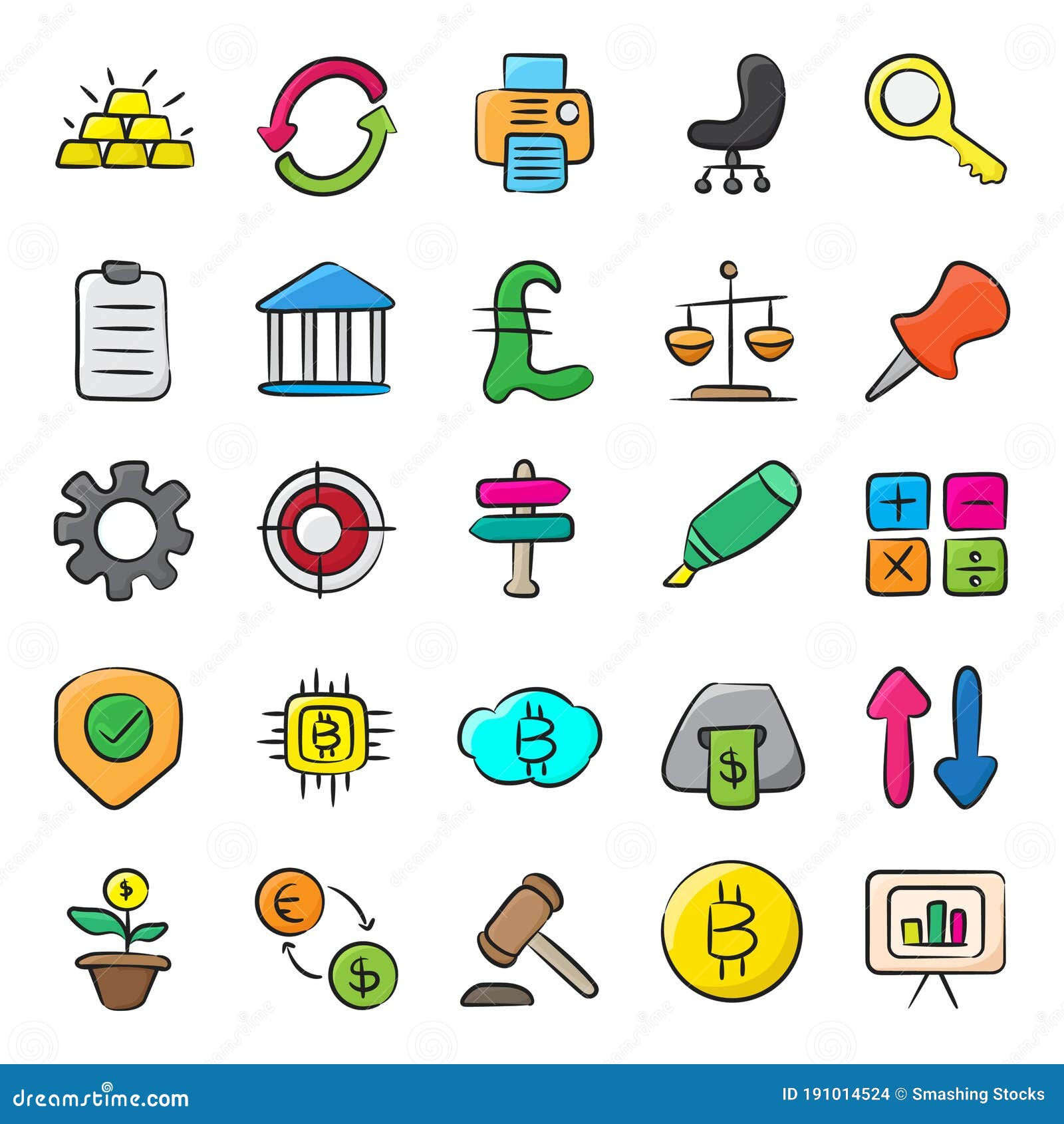 Trade and Promotion in Modern Doodle Style Pack Stock Vector ...