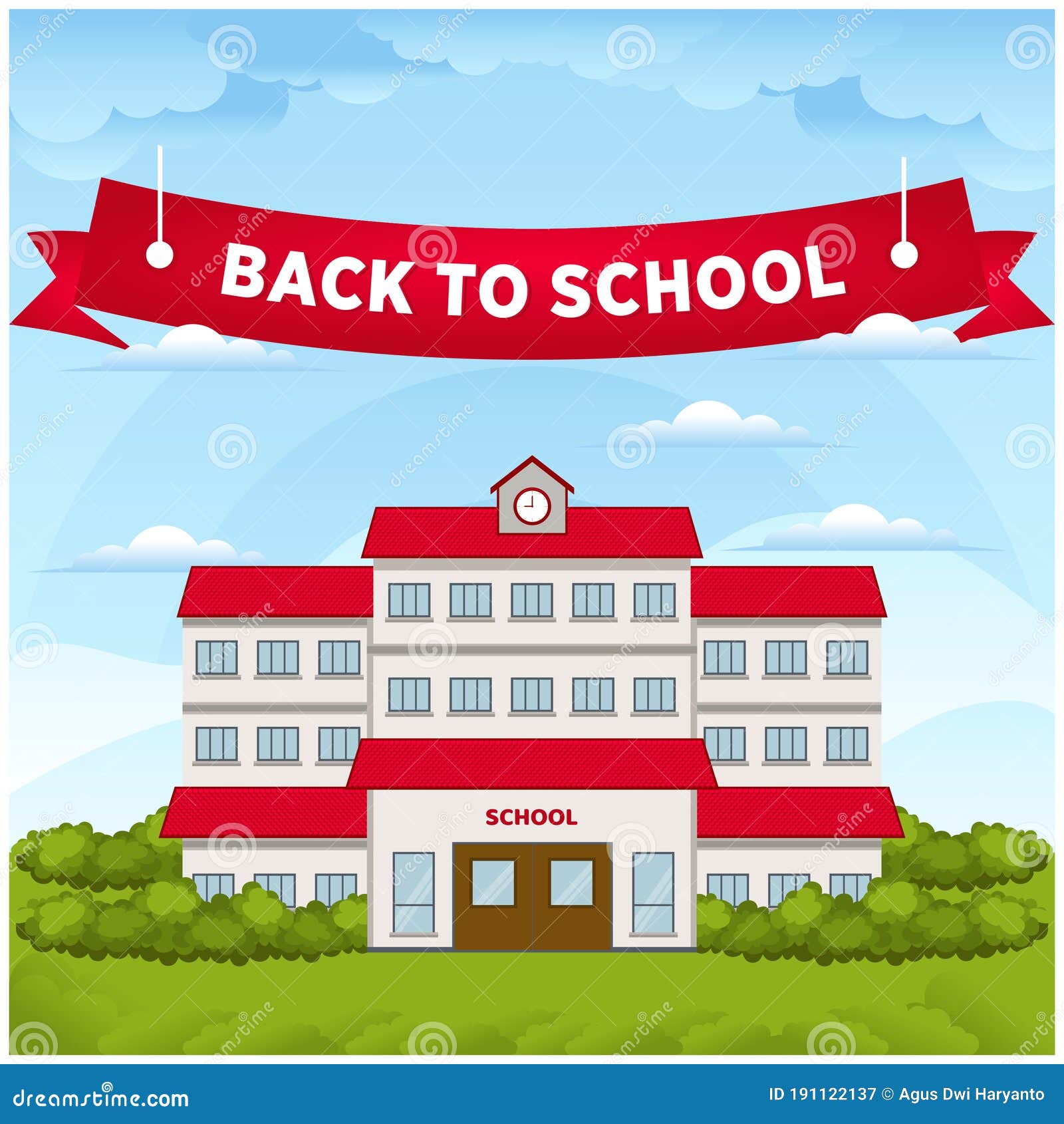 Flat Design School Illustration Background Vector Stock Vector ...