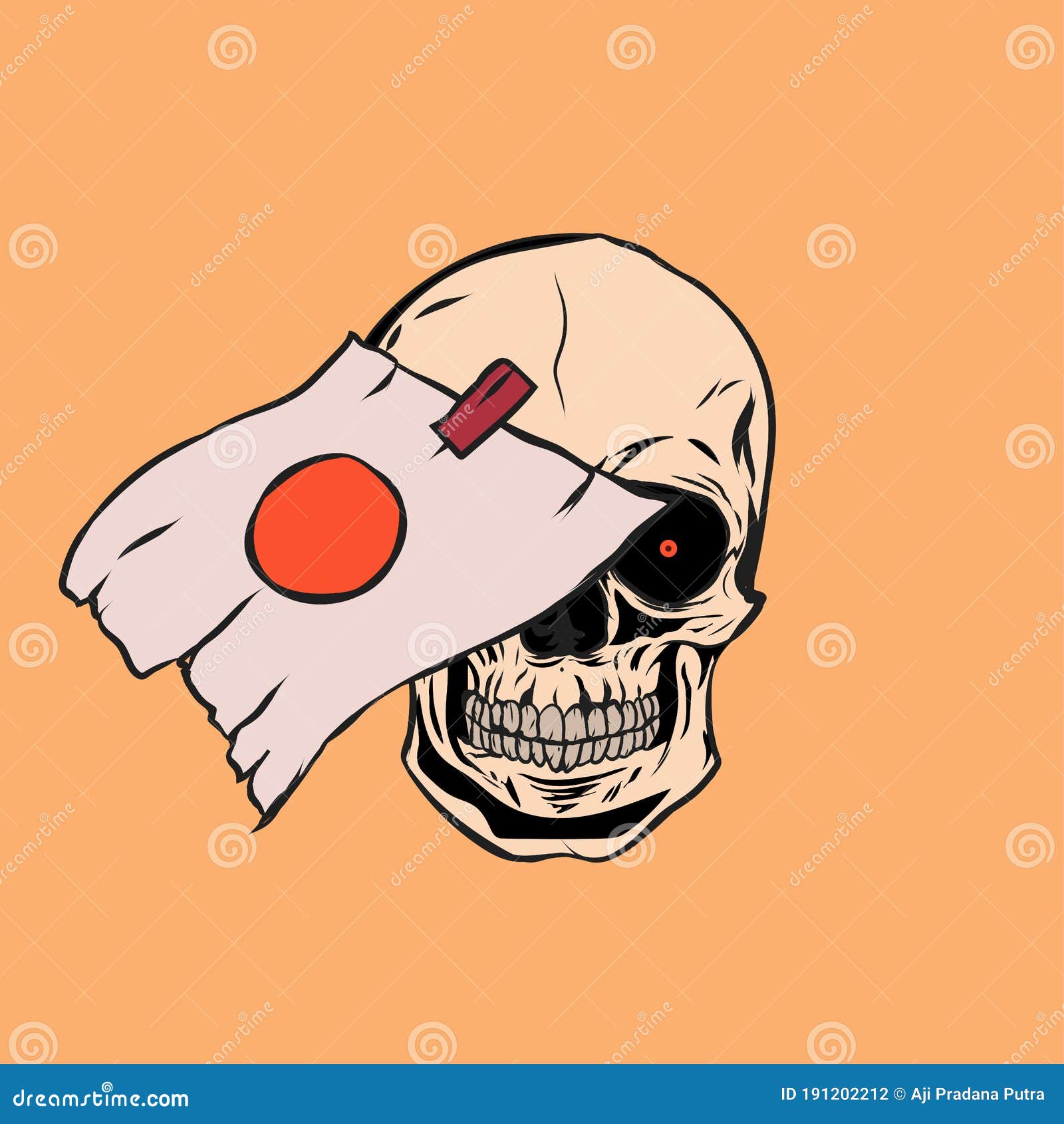 Skull Of Japanese Samurai In Helmet And Swords Cartoon Vector ...