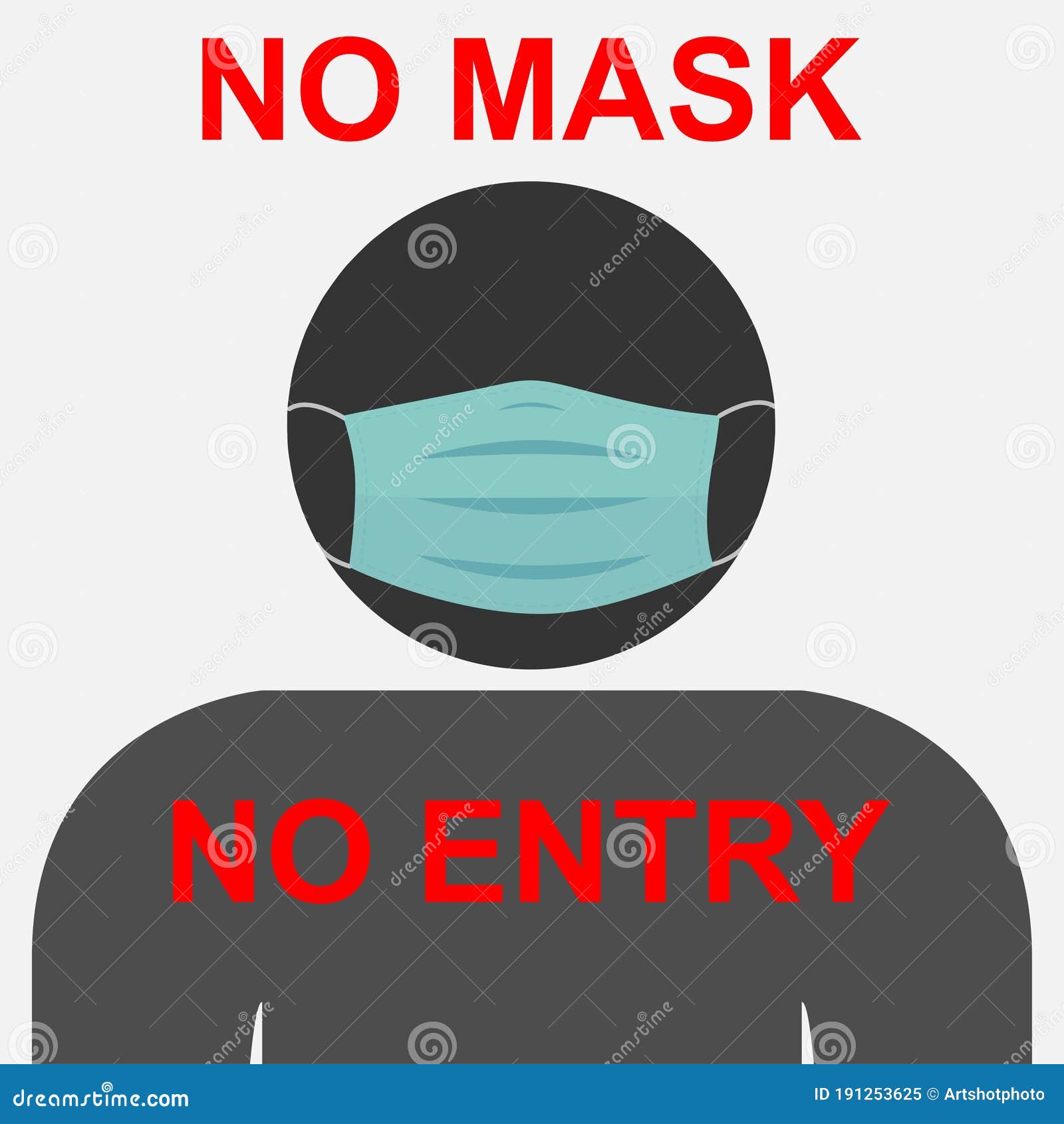 No Entry Without Face Mask Or Wear A Mask Icon.Warning Sign Without A ...