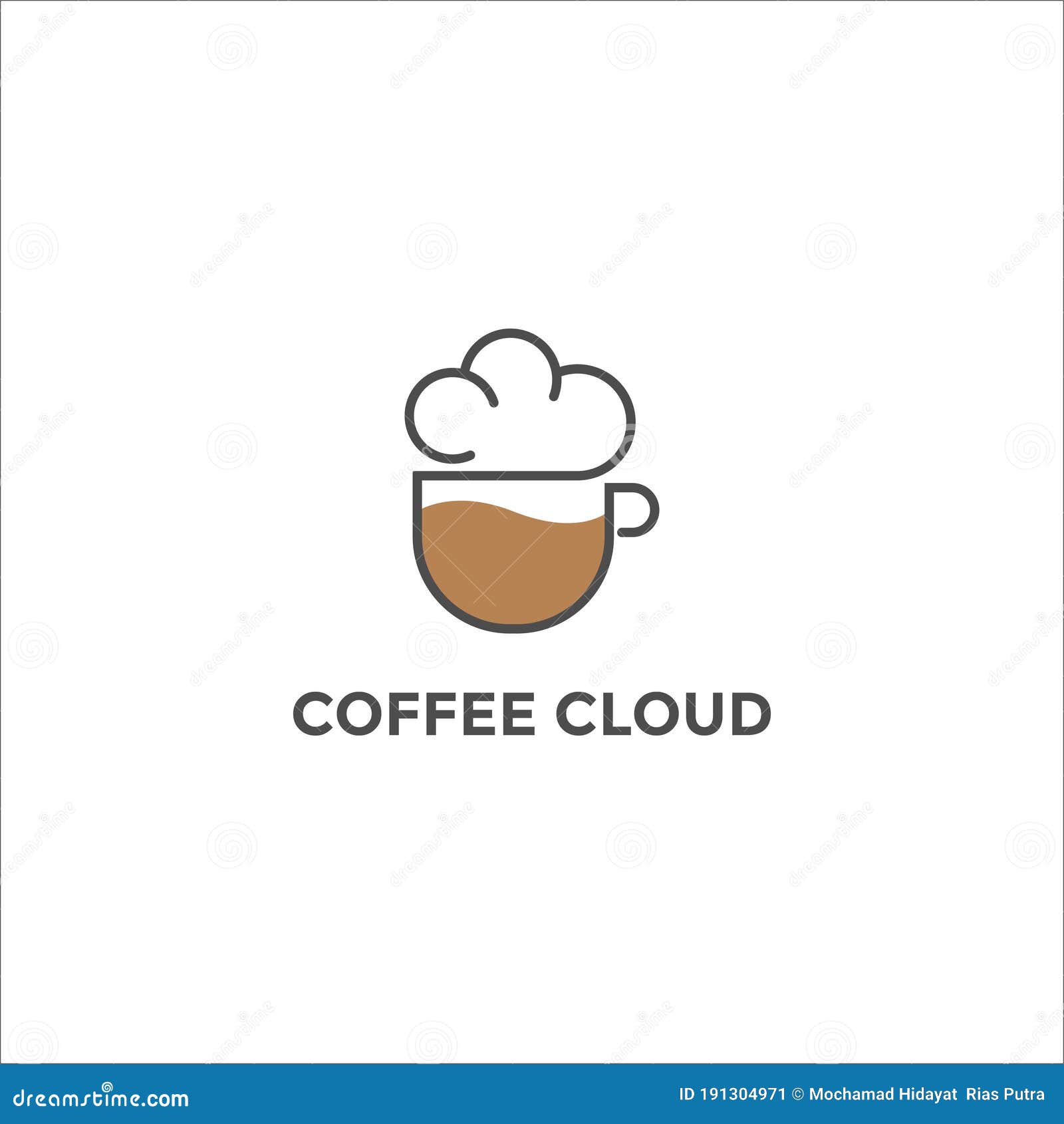 Coffee Cloud Logo Vector Design Minimal Style Simple Concept Cup Stock Vector - Illustration of ...