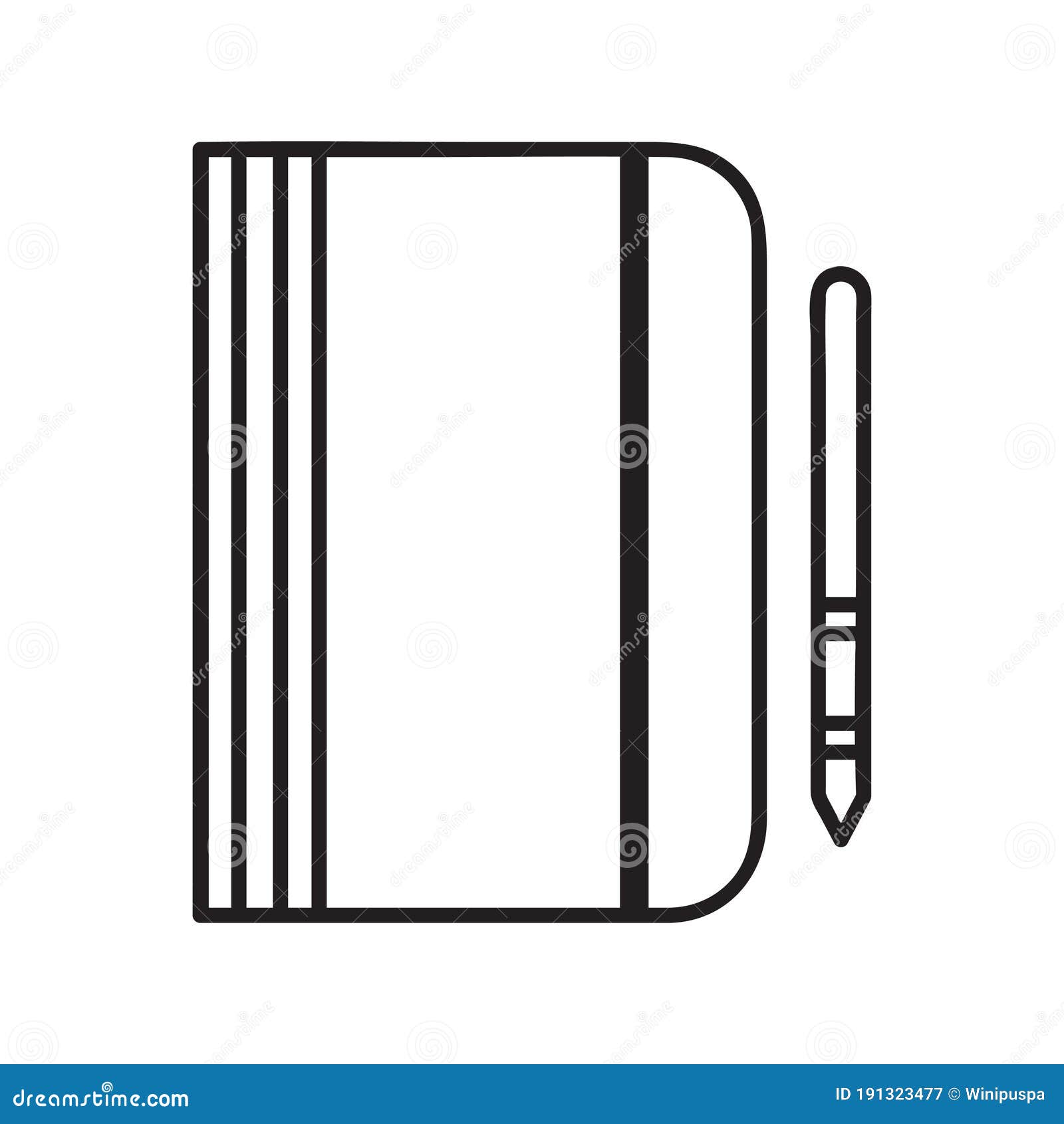 Notebook and pen stock illustration. Illustration of document - 191323477