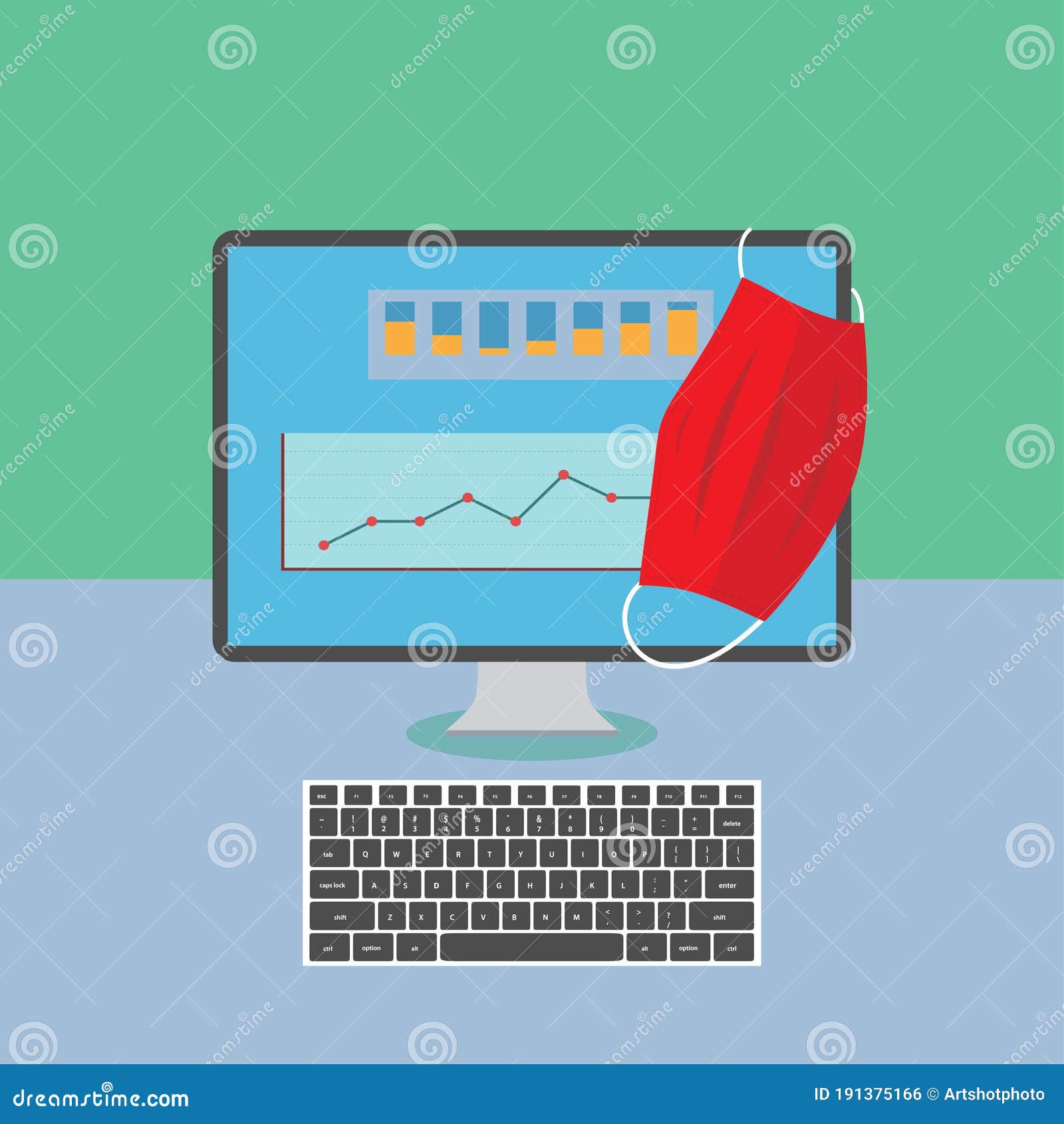 Face Mask Hanging on Desktop, Conceptual Vector Stock Vector ...