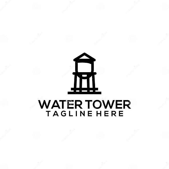 Water Tower Logo Concept on Flat Background Vector Stock Illustration ...