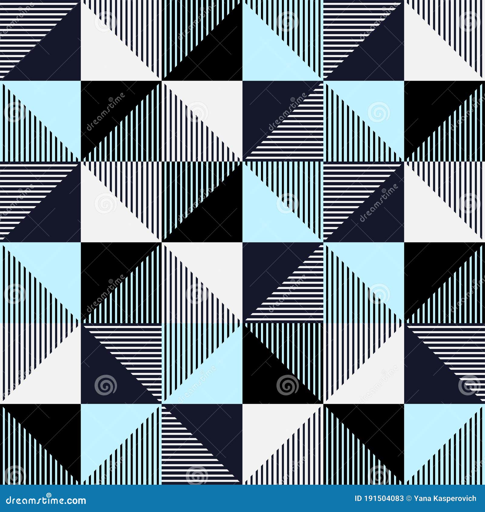 Seamless Pattern. Simple and Striped Shapes from Blue, Grey, Black and ...