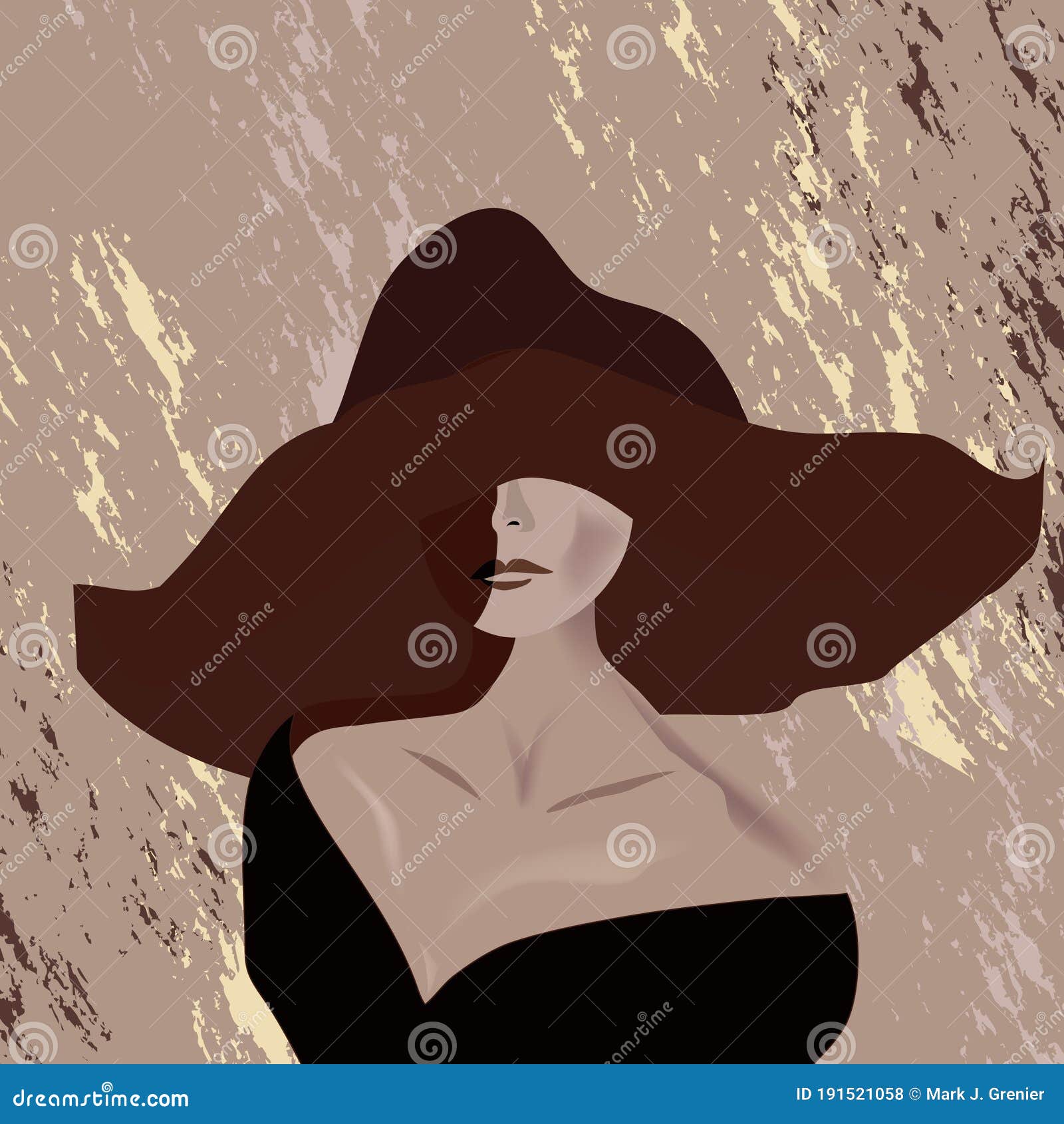 The Lady with the Big Hat stock vector. Illustration of chic - 191521058