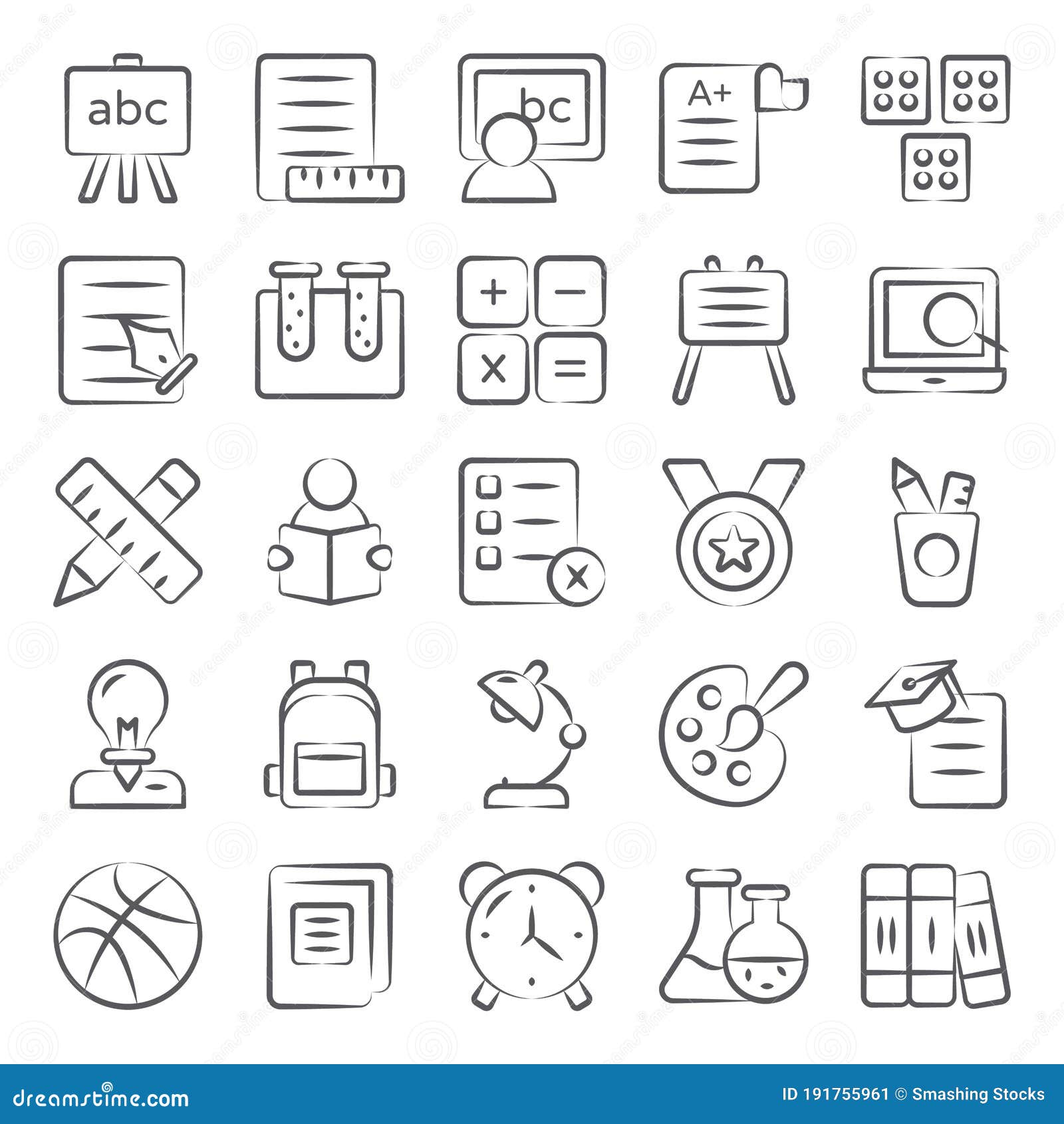 School Education Doodle Icons Pack Stock Vector - Illustration of ...