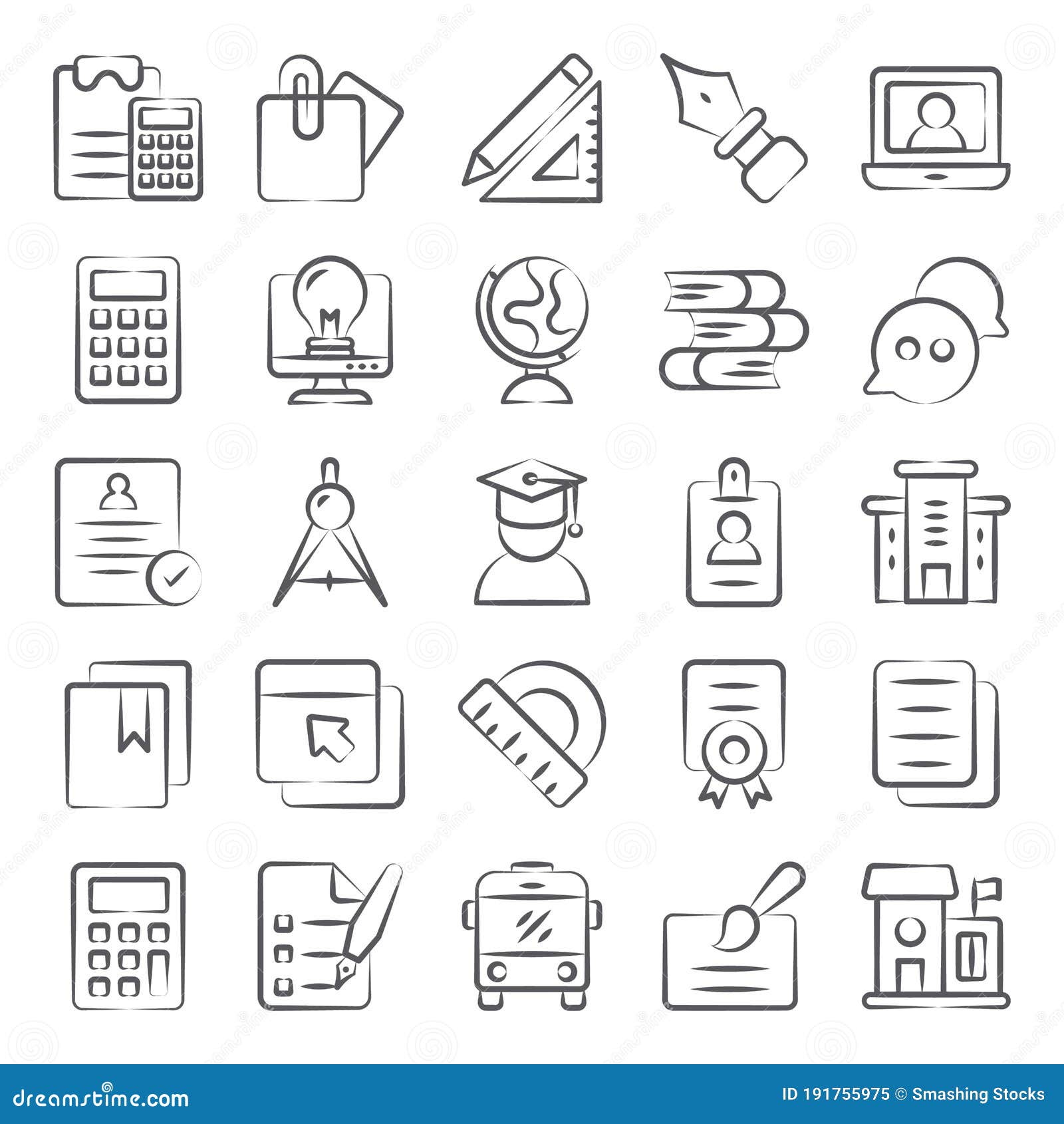 Pack of Learning Doodle Icons Stock Vector - Illustration of cruncher ...