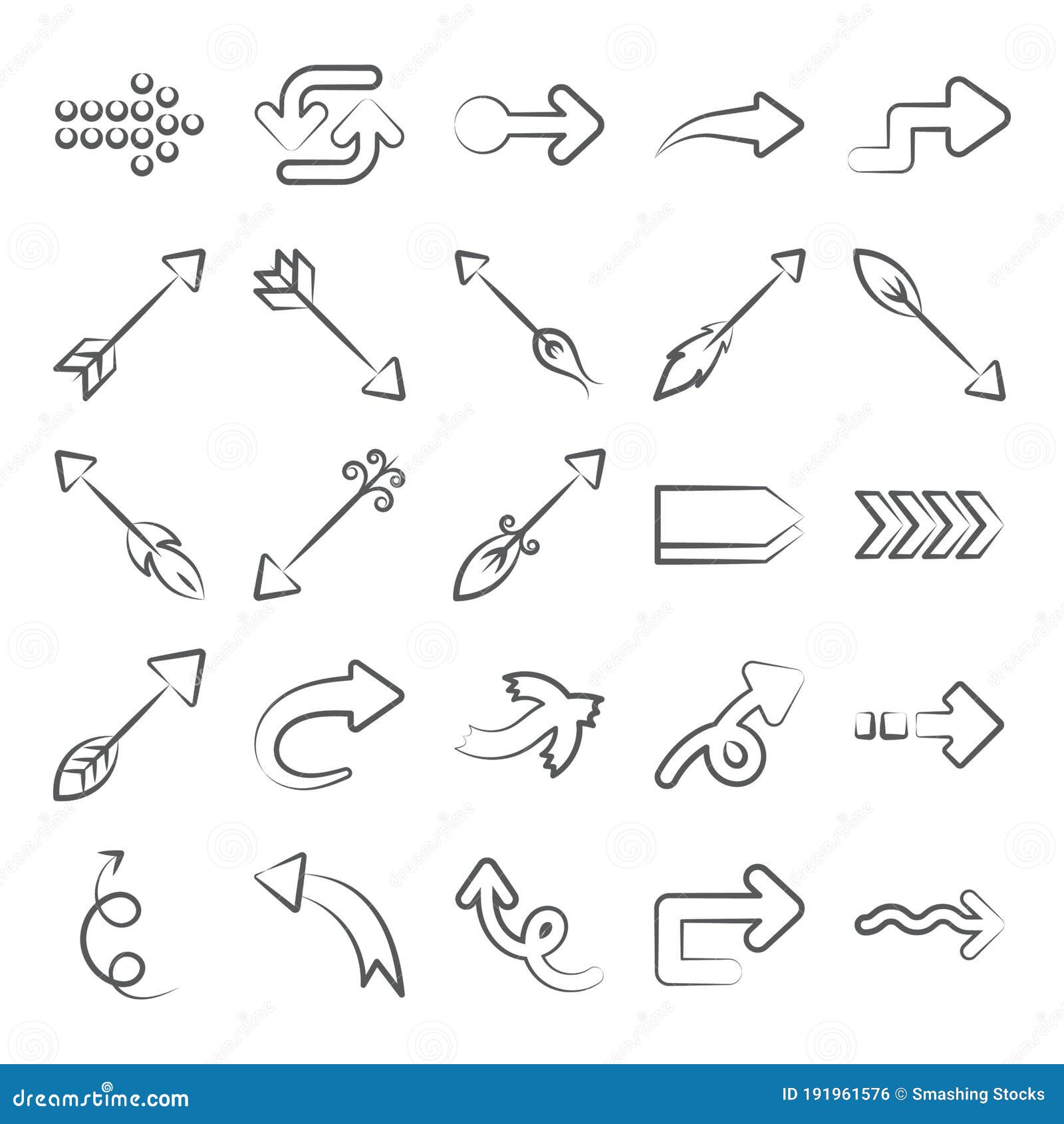 Road Arrow Icons in Modern Linear Style Pack Stock Vector ...