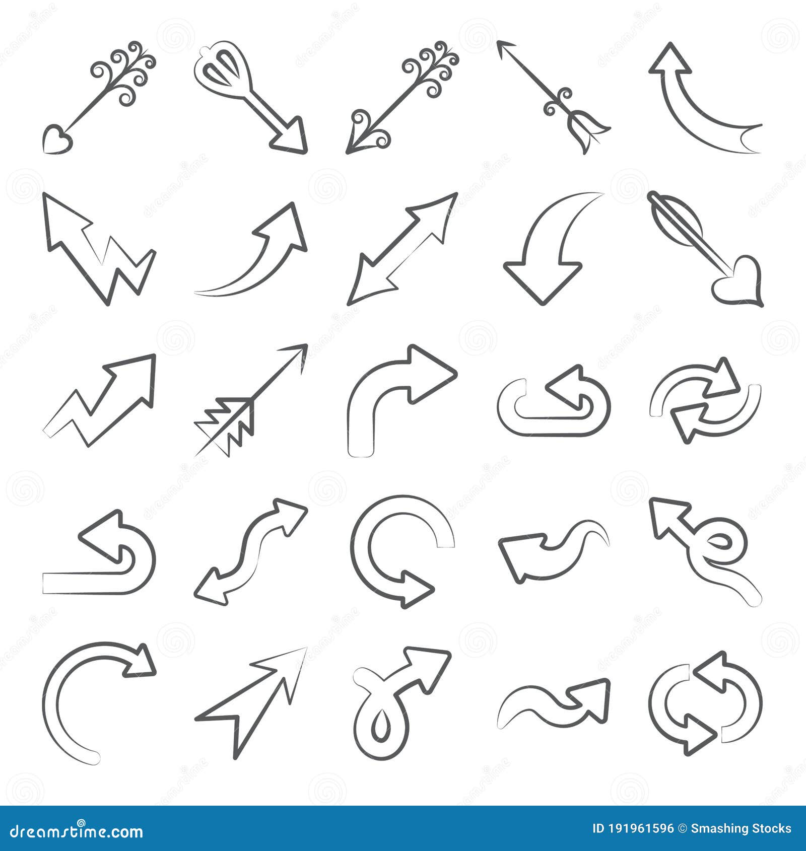Indication Arrows Icons in Modern Linear Style Pack Stock Vector ...
