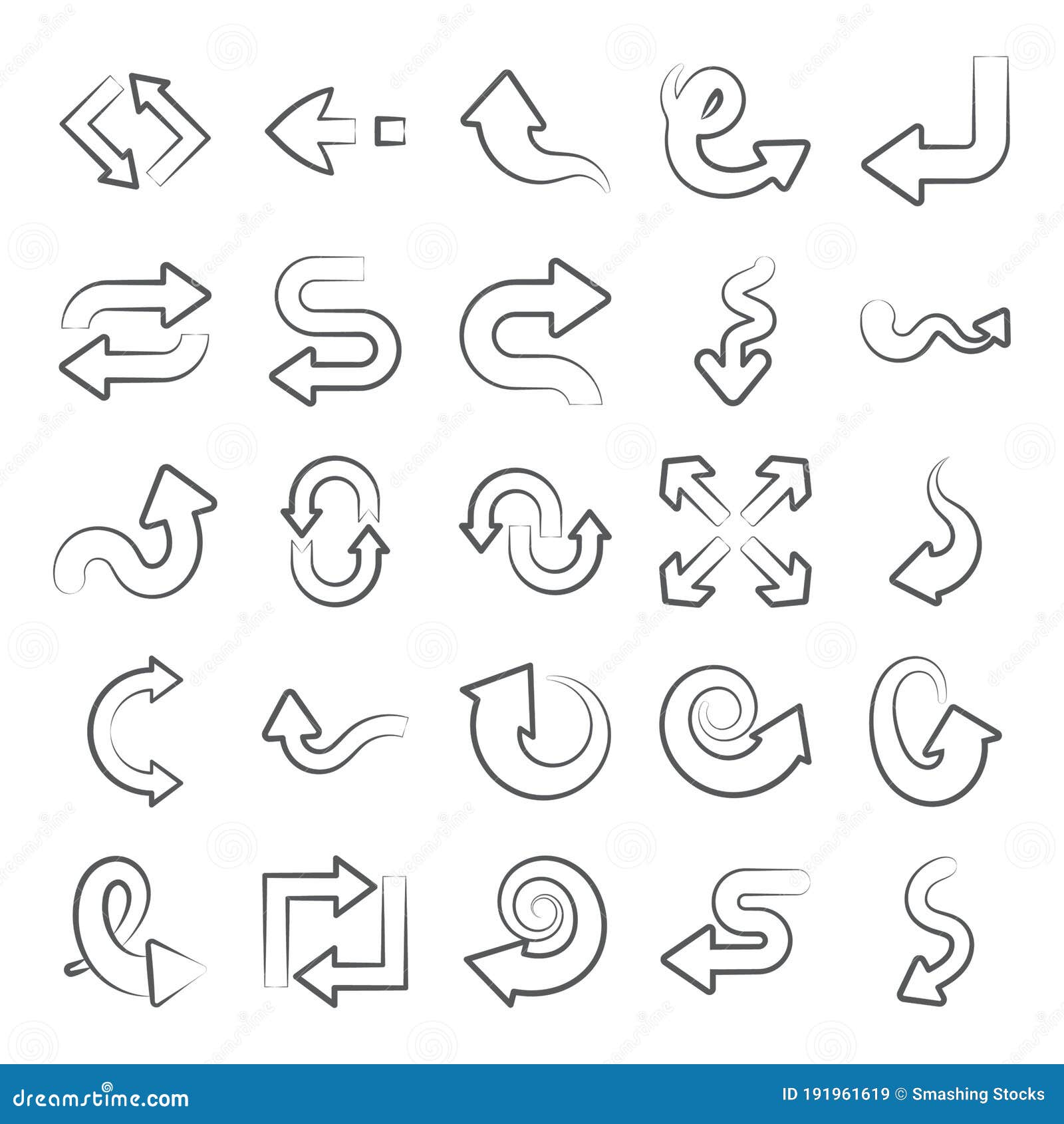 Collection of Navigation Arrows Icons in Linear Style Pack Stock Vector ...