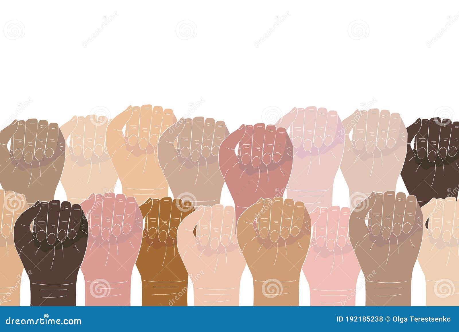 EPS 10 Vector. Multiracial Fists in the Air. Fight for Rights Concept ...