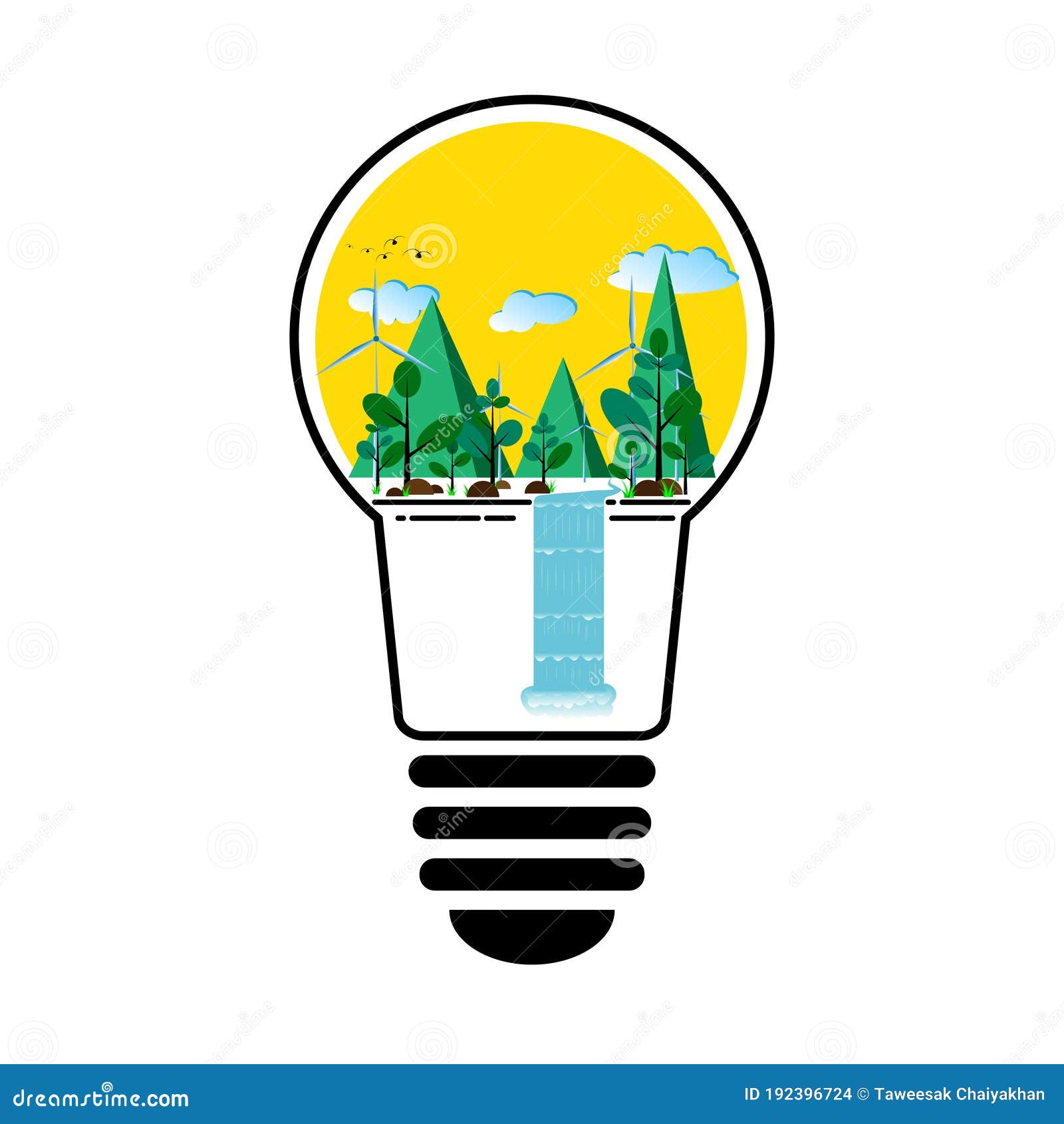 The Bulb in Save the World Concept, the Cartoon Line Stock Illustration ...