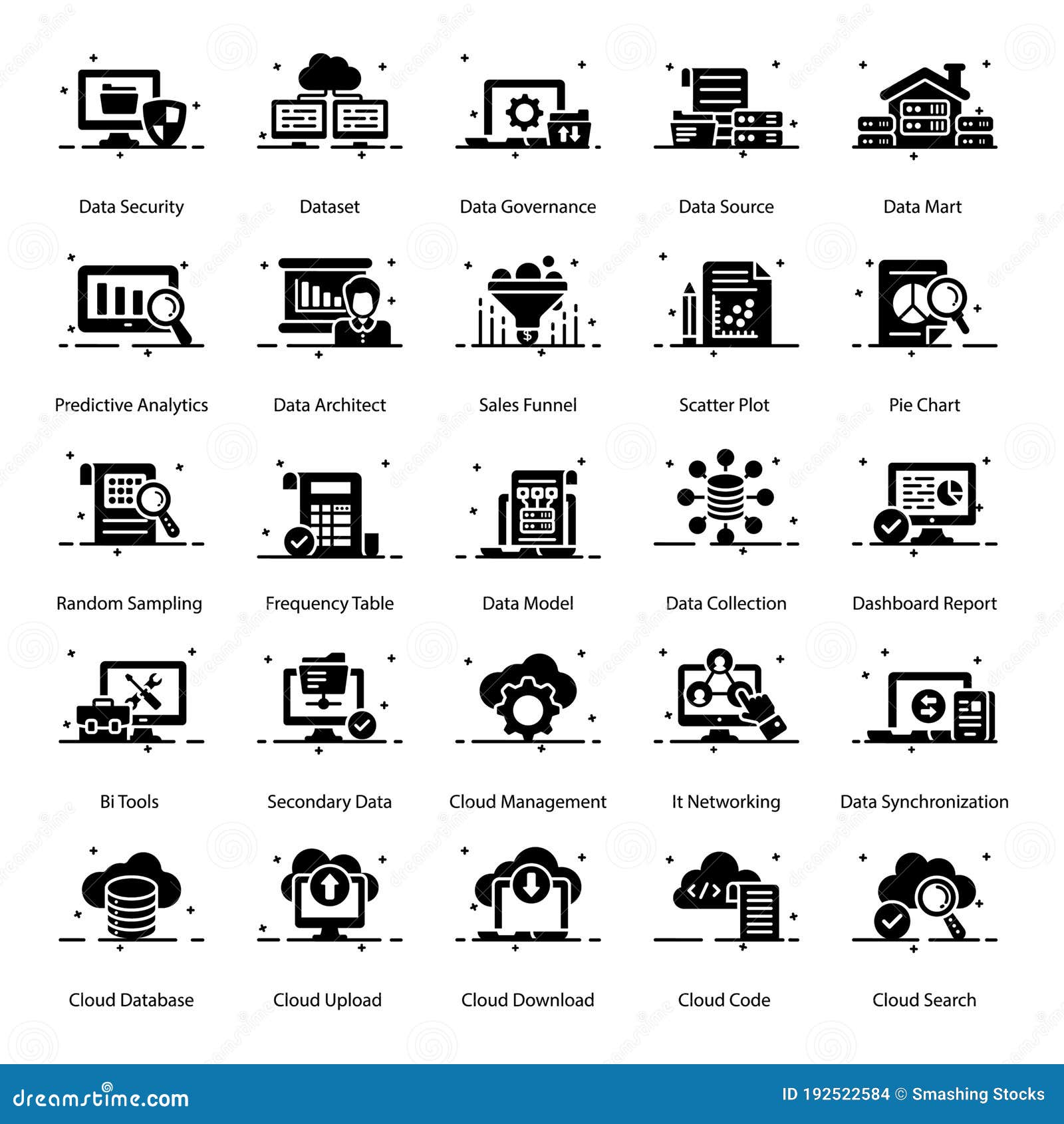 Pack of Data Solid Icons stock vector. Illustration of analytics ...