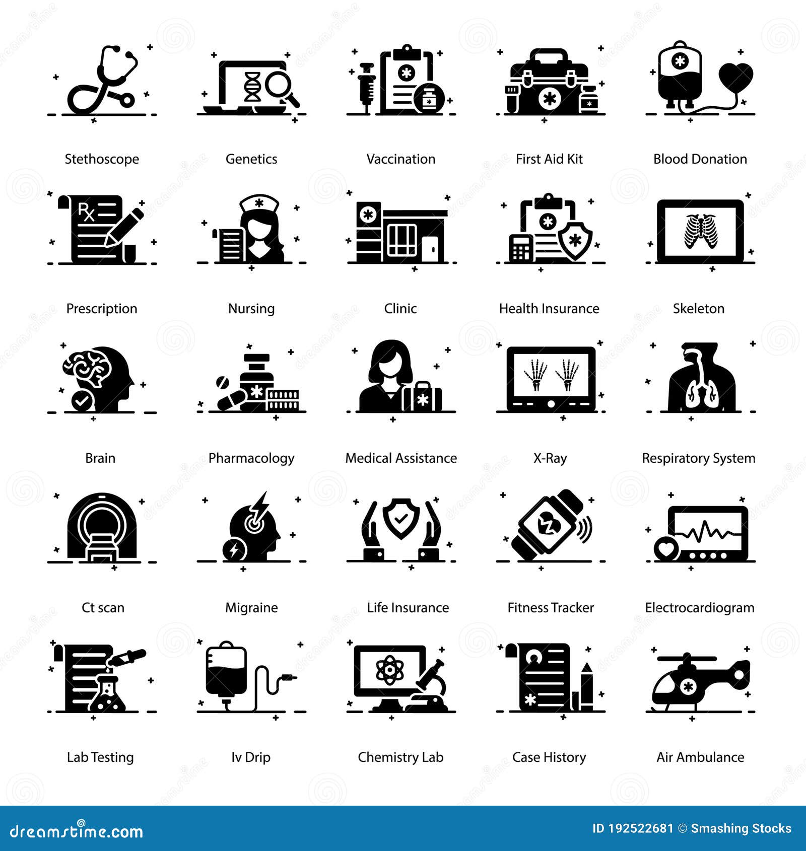 Pack of Medical Solid Icons Stock Vector - Illustration of insurance ...