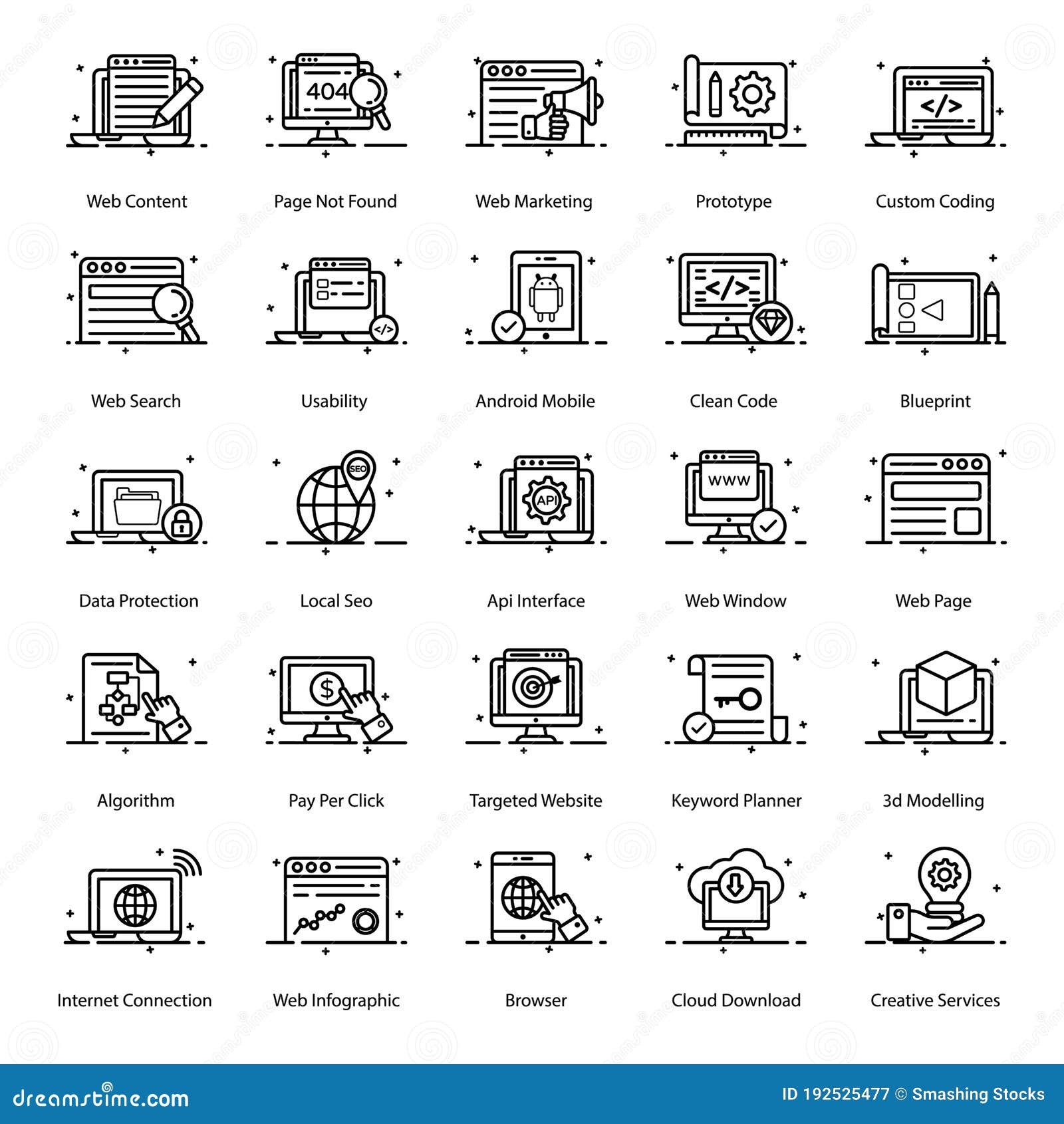 Pack of Web Line Icons stock vector. Illustration of design - 192525477