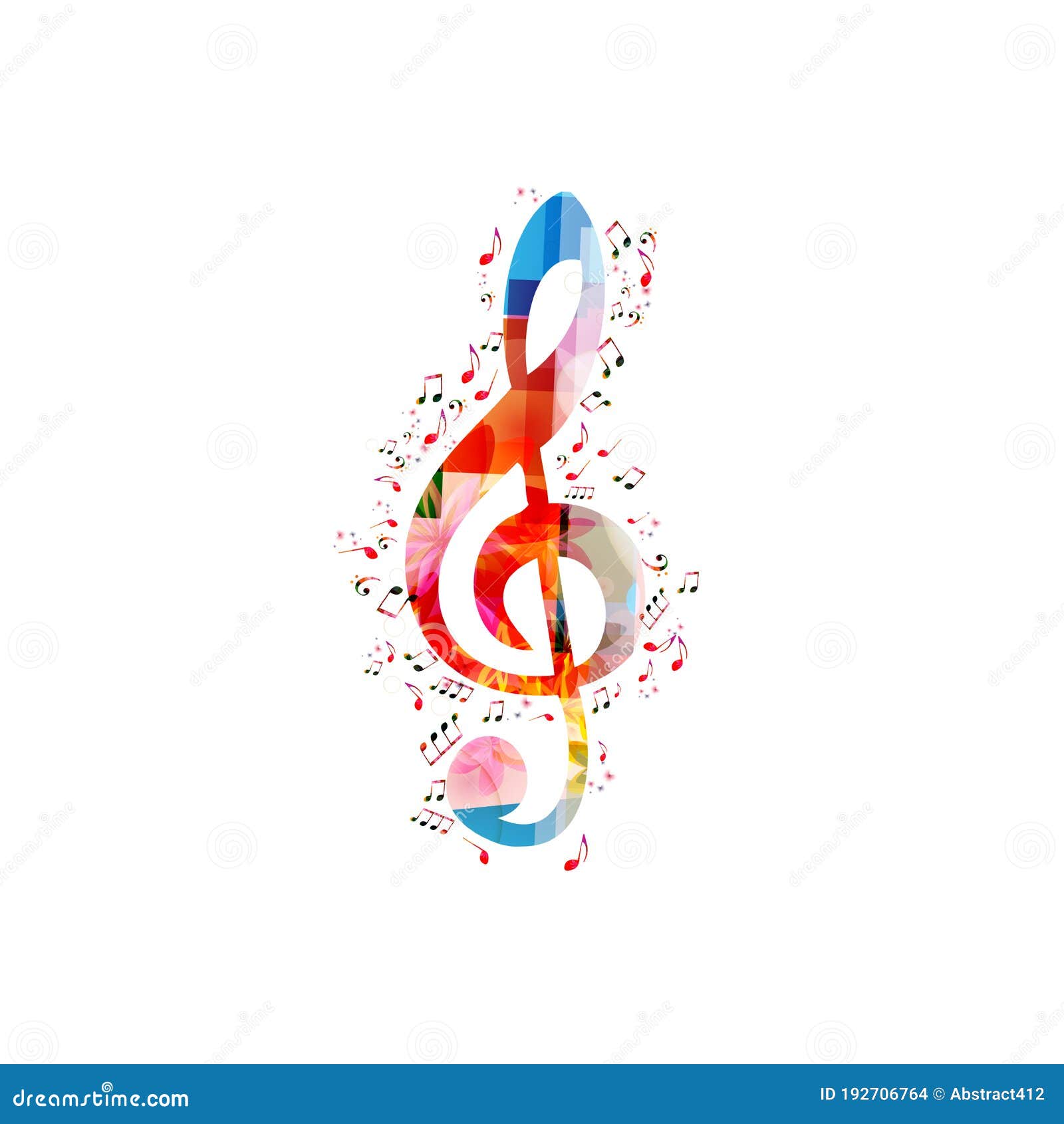 Music Colorful Background with G-clef and Music Notes Vector ...
