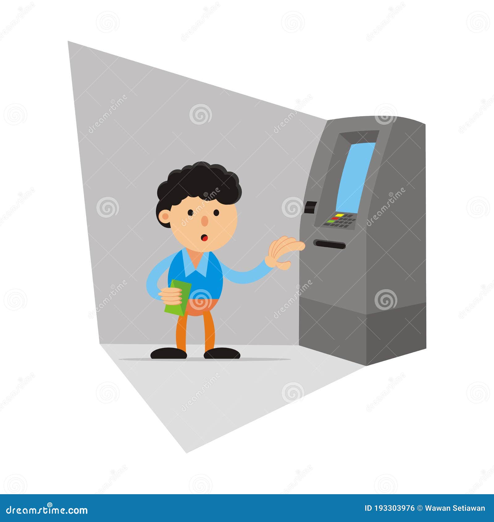 Male Customer Standing in Front of Atm Machine Stock Vector ...