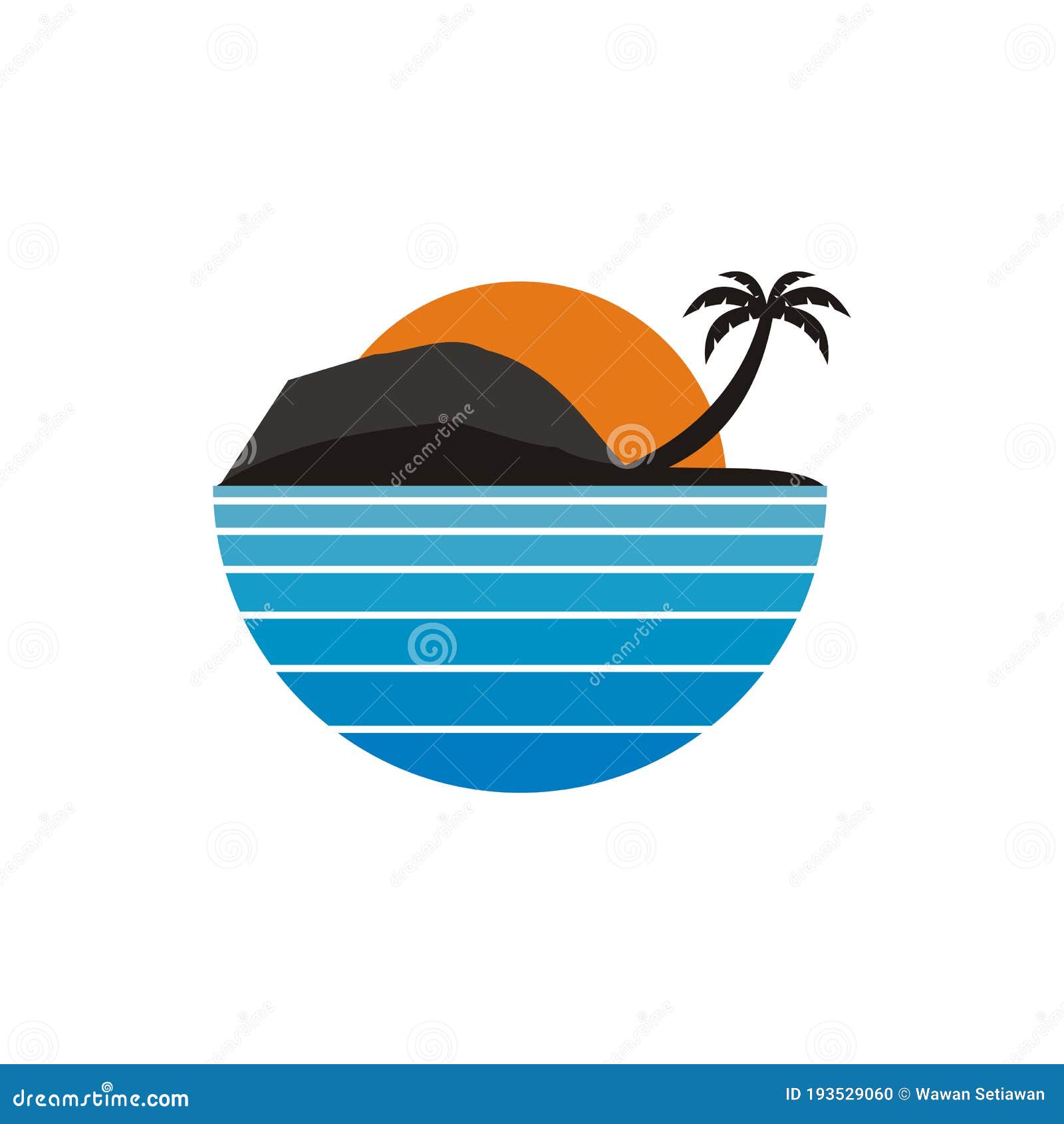 Seaside Island when the Sun Sets Design Logo Vector Stock Vector ...